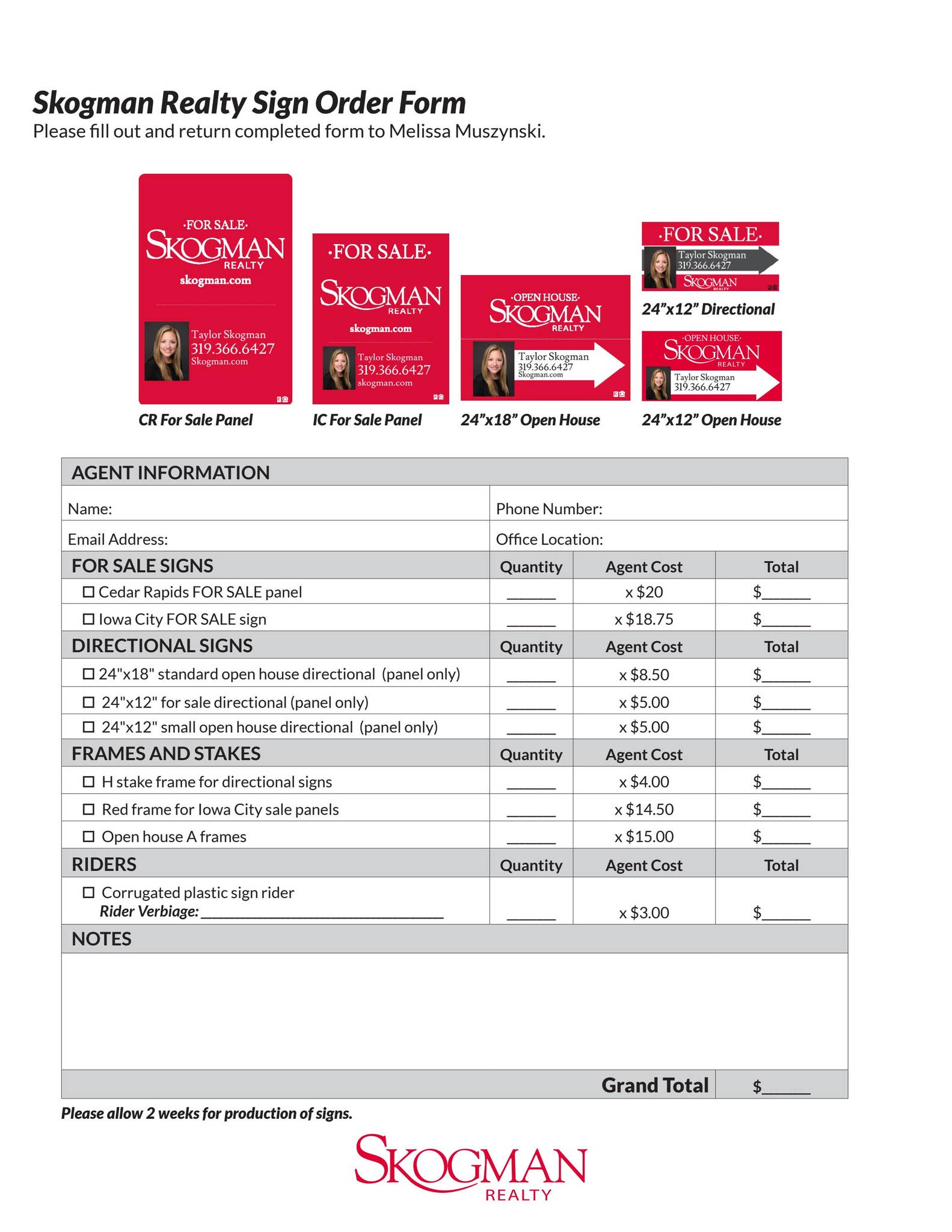 Signage Order Form by Skogman Realty - Issuu