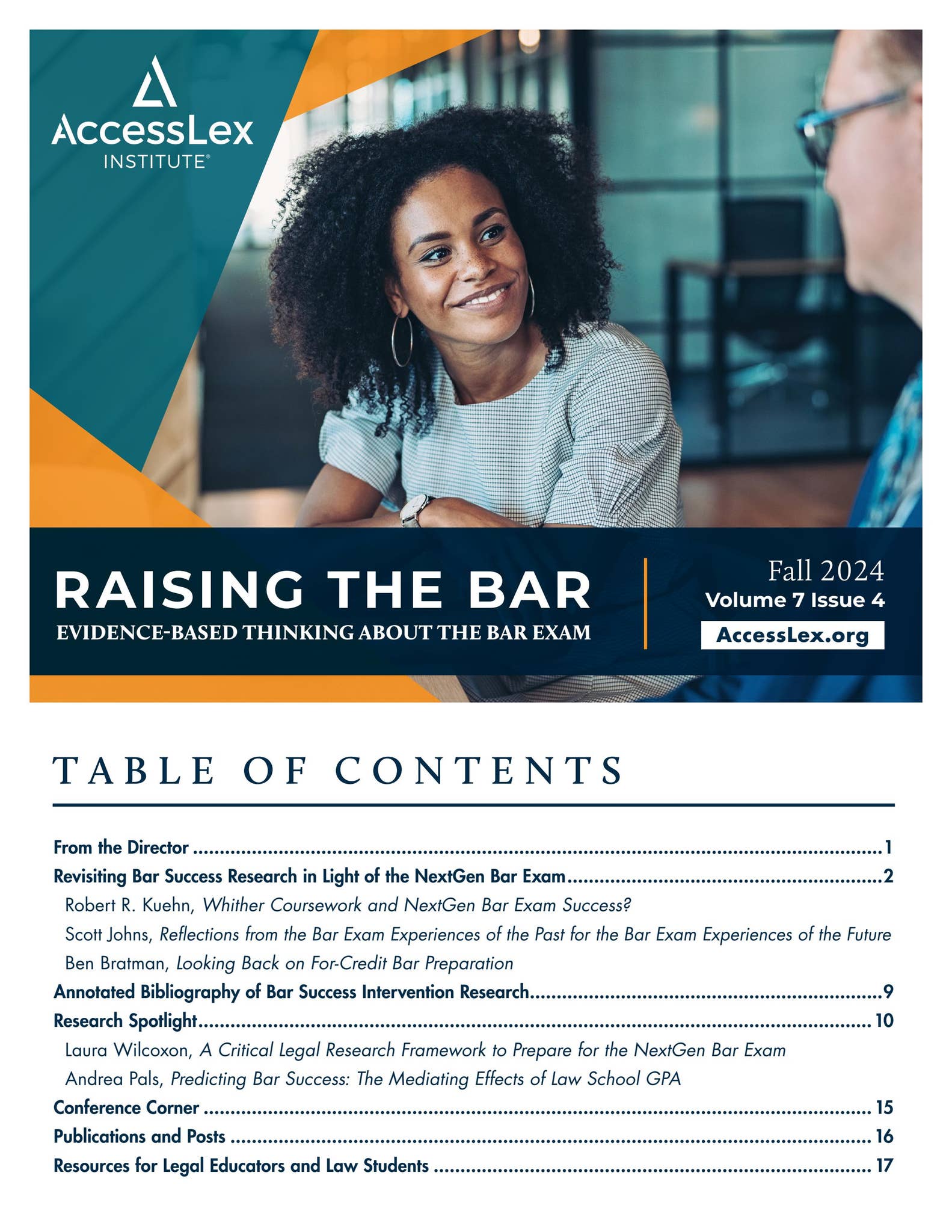 Raising the Bar | Fall 2024 Volume 7 Issue 4 by AccessLex Team - Issuu