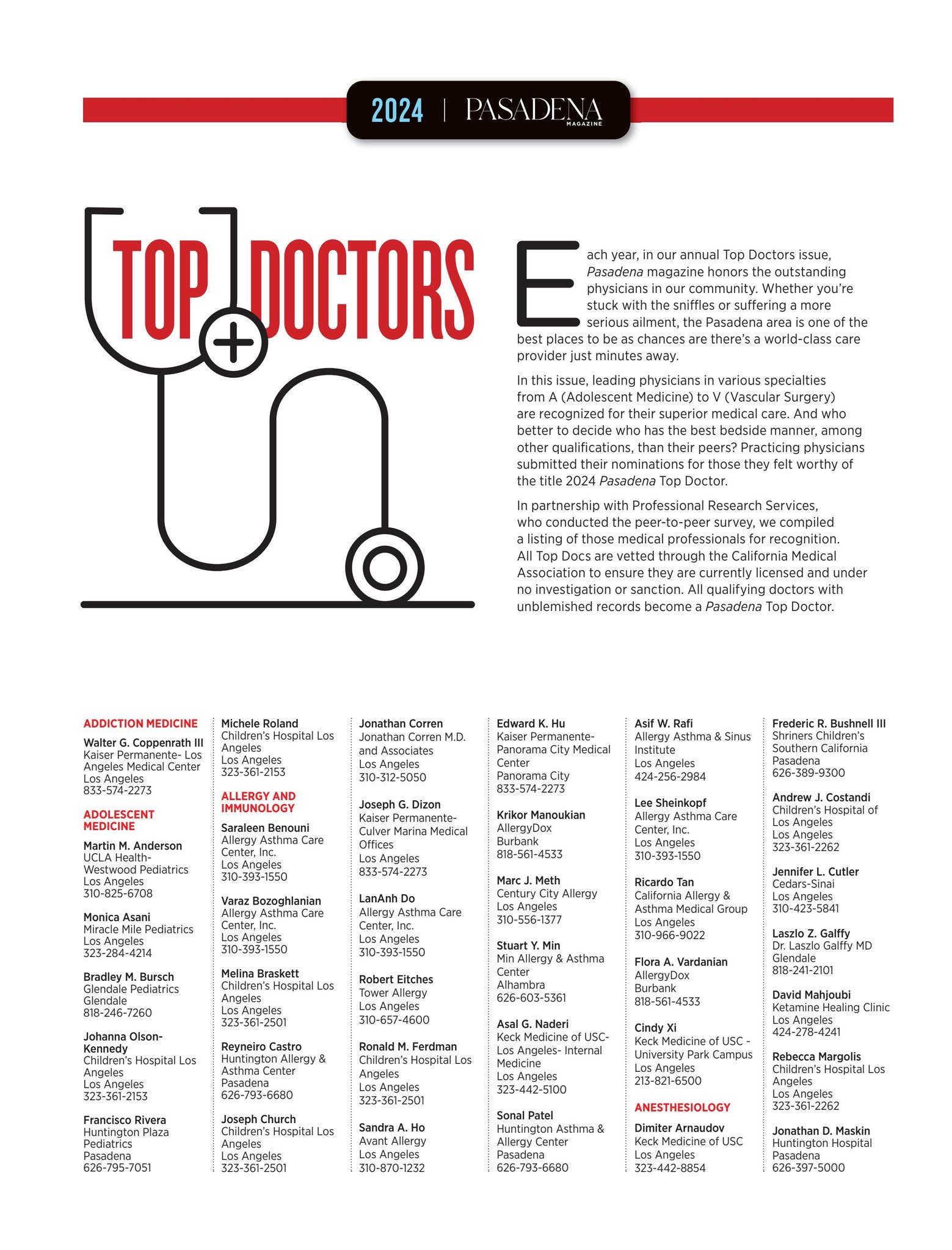 Pasadena Magazine - Top Doctors 2024 by The Lifestyle Magazines of ...