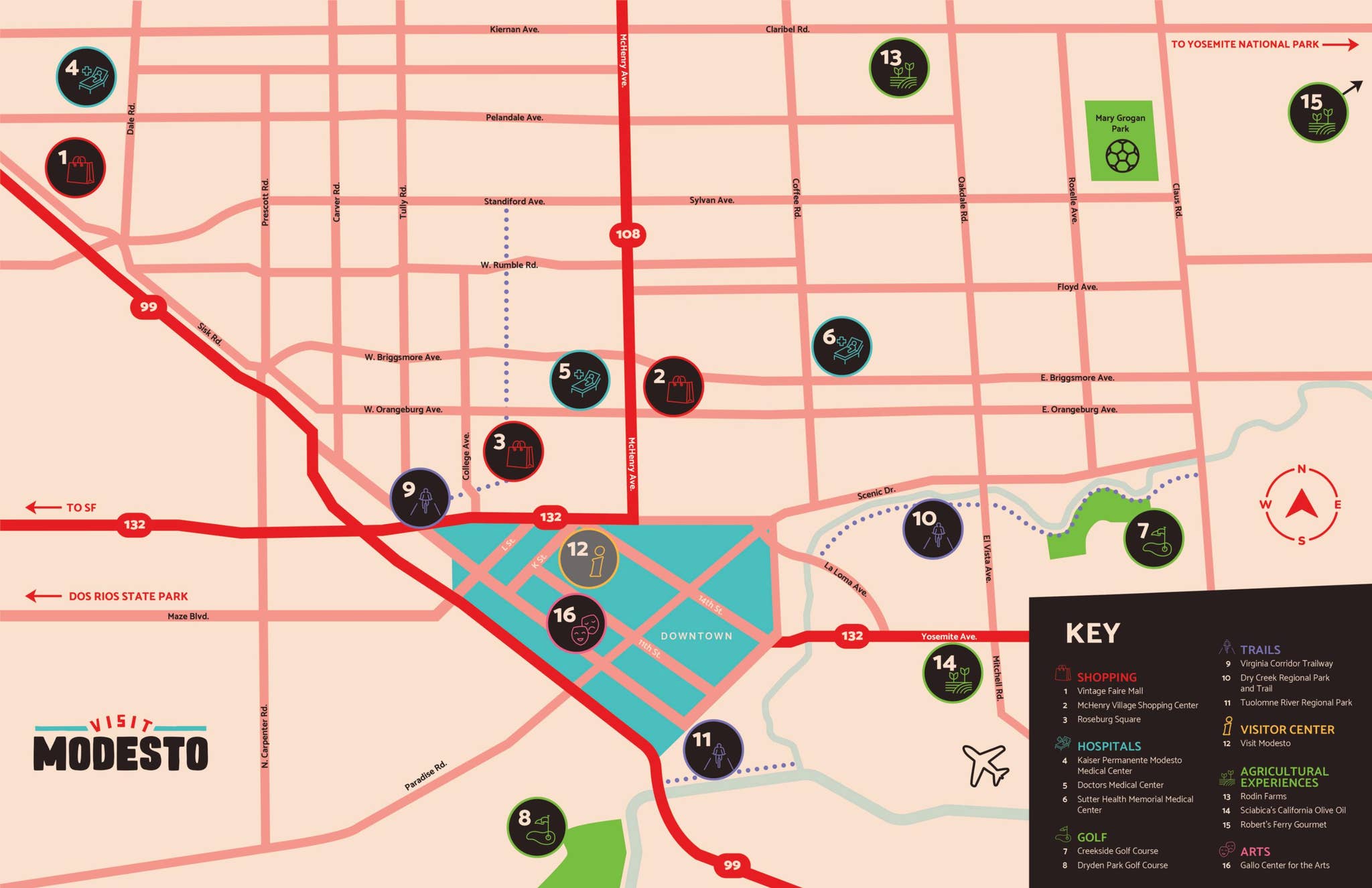 Modesto Map by VisitModestoUSA - Issuu