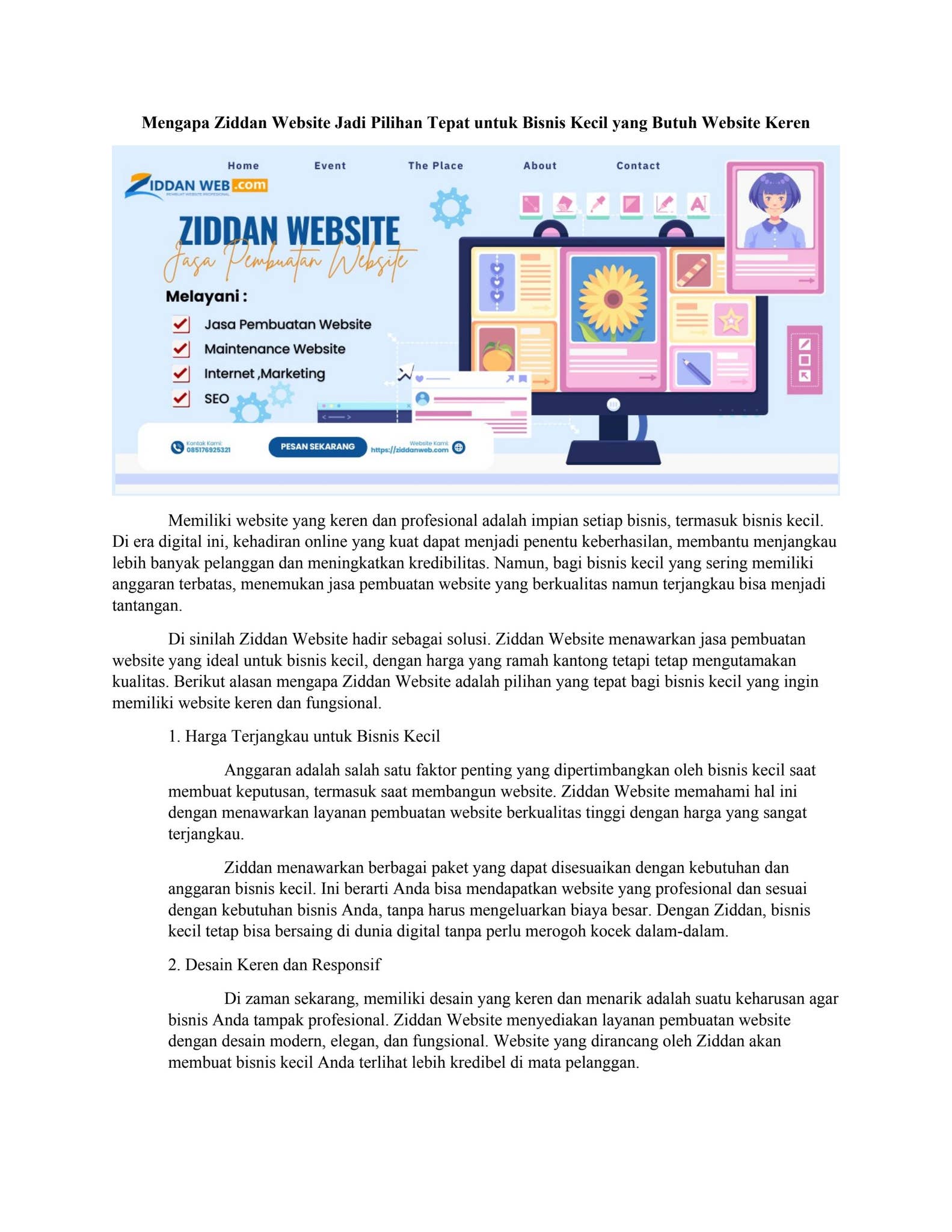 Mengapa Ziddan Website Jadi Pilihan Tepat untuk Bisnis Kecil yang Butuh ...