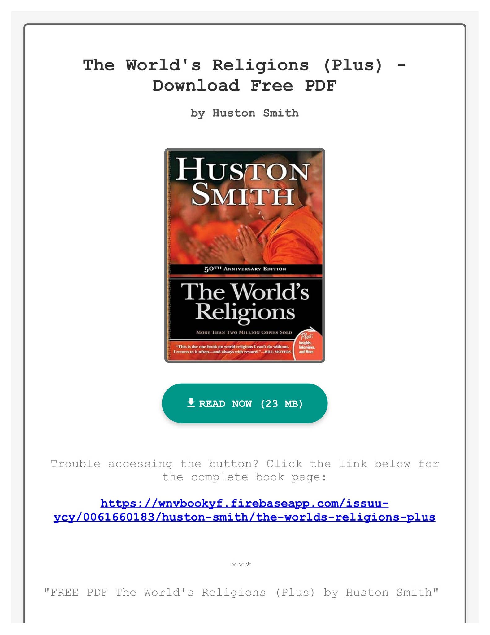 FREE PDF The World's Religions (Plus) by Huston Smith by MonicaBinskm ...