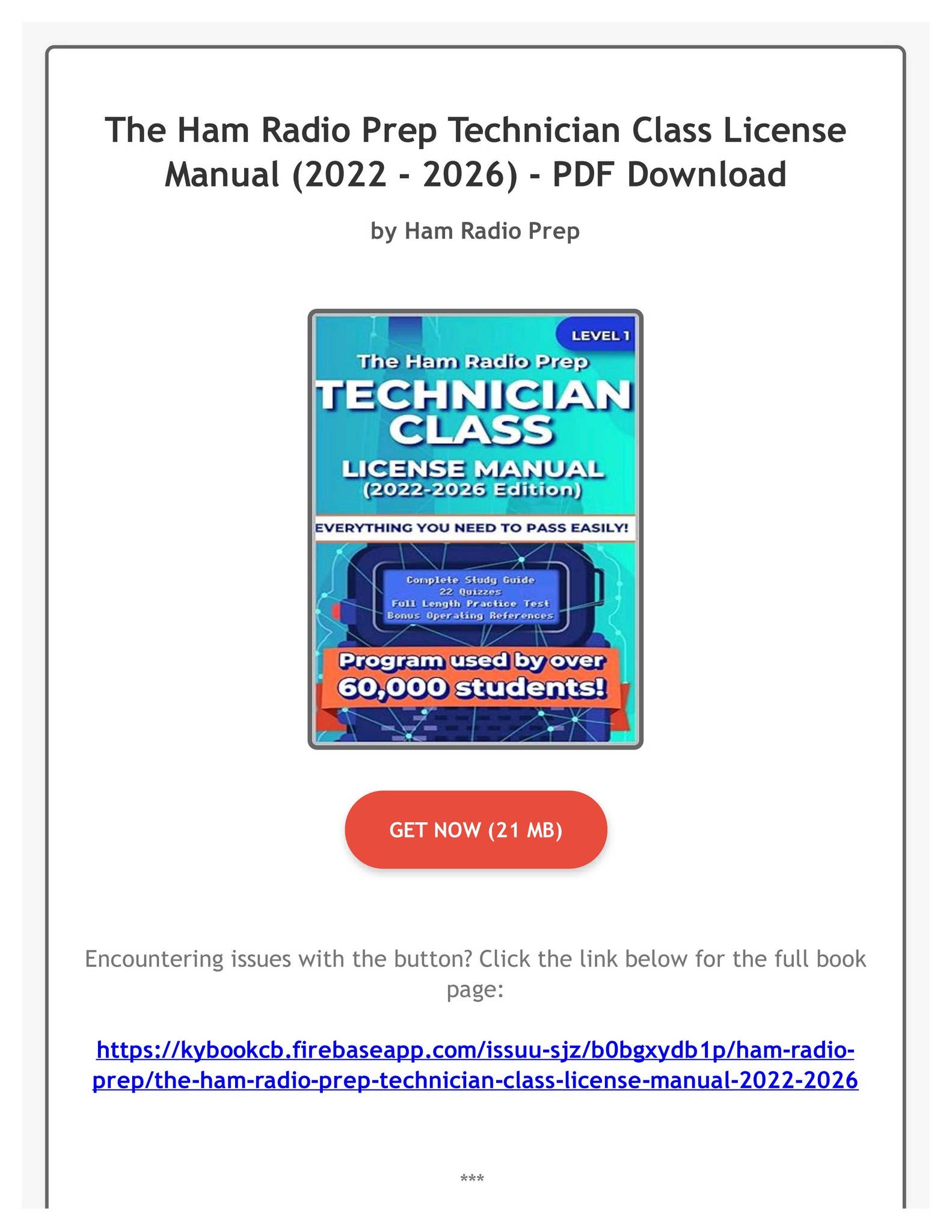 Ebook The Ham Radio Prep Technician Class License Manual (2022 - 2026 ...