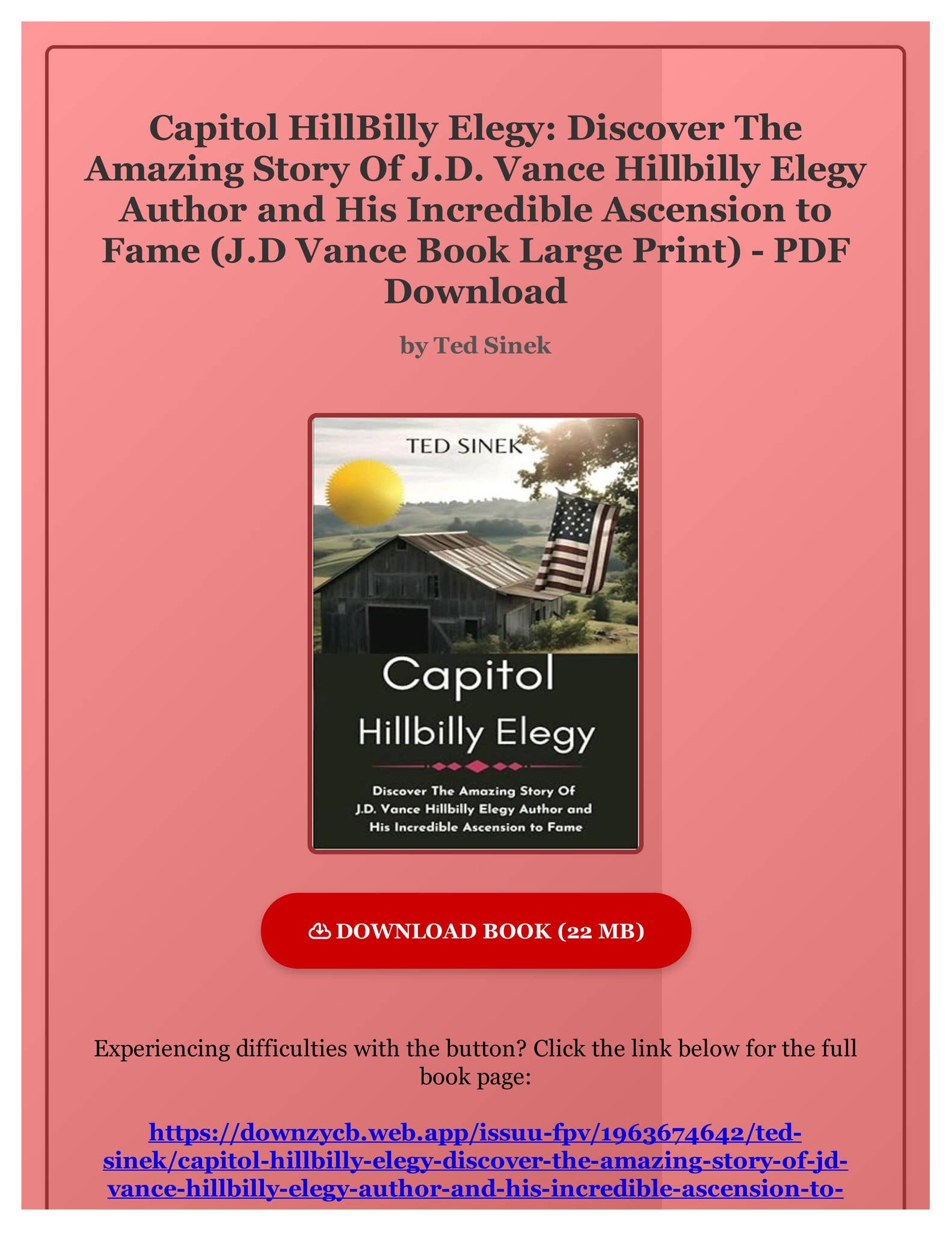 Epub Capitol HillBilly Elegy: Discover The Amazing Story Of J.D. Vance ...