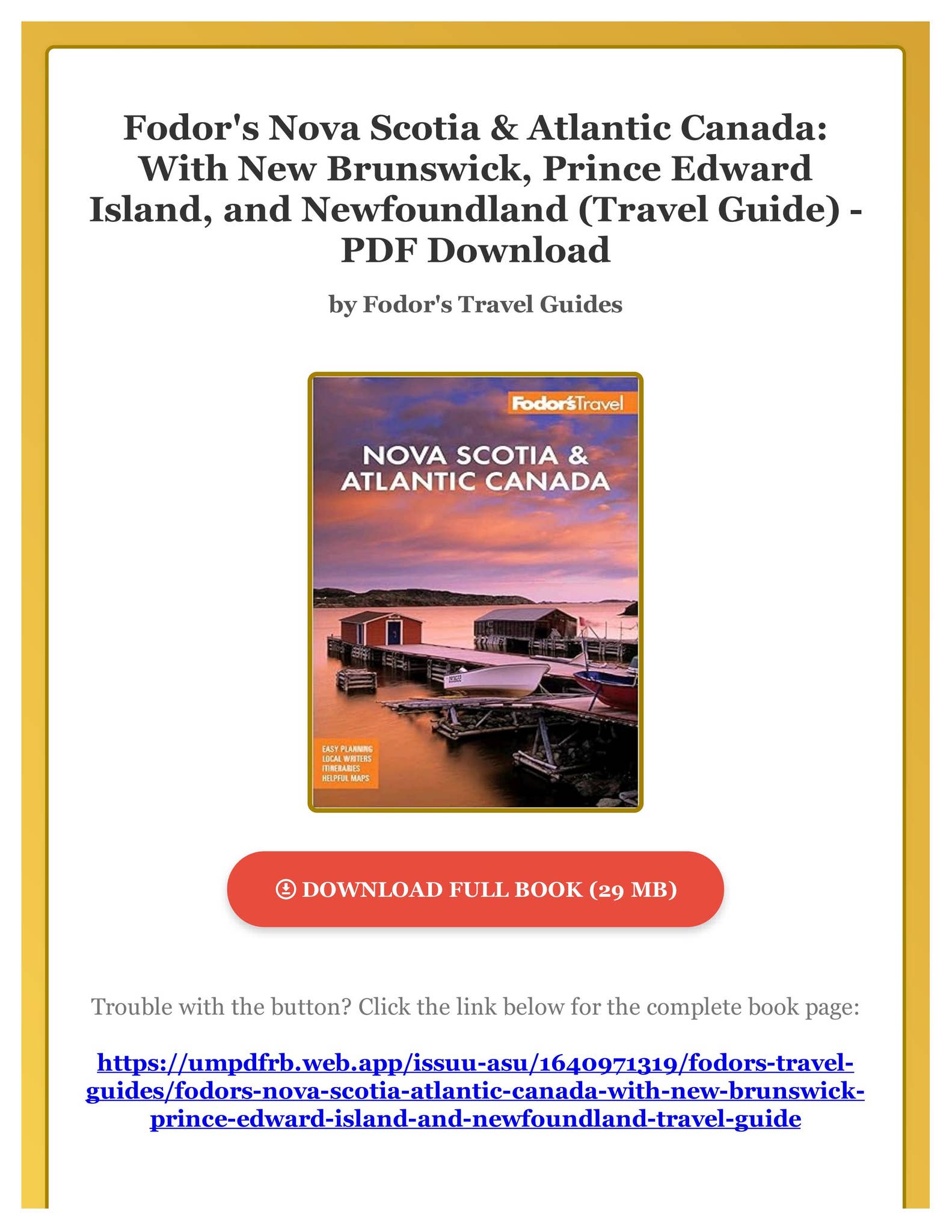 PDF Free Fodor's Nova Scotia & Atlantic Canada: With New Brunswick ...