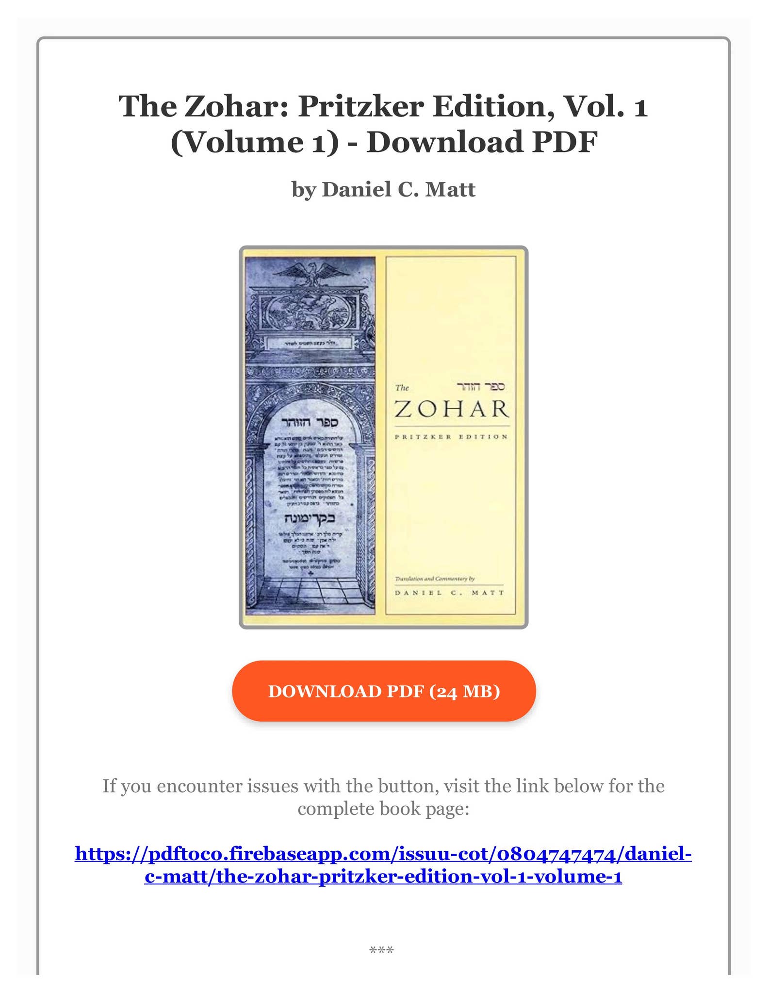 [PDF] The Zohar: Pritzker Edition, Vol. 1 (Volume 1) by Daniel C. Matt by IvahStiedemannia - Issuu