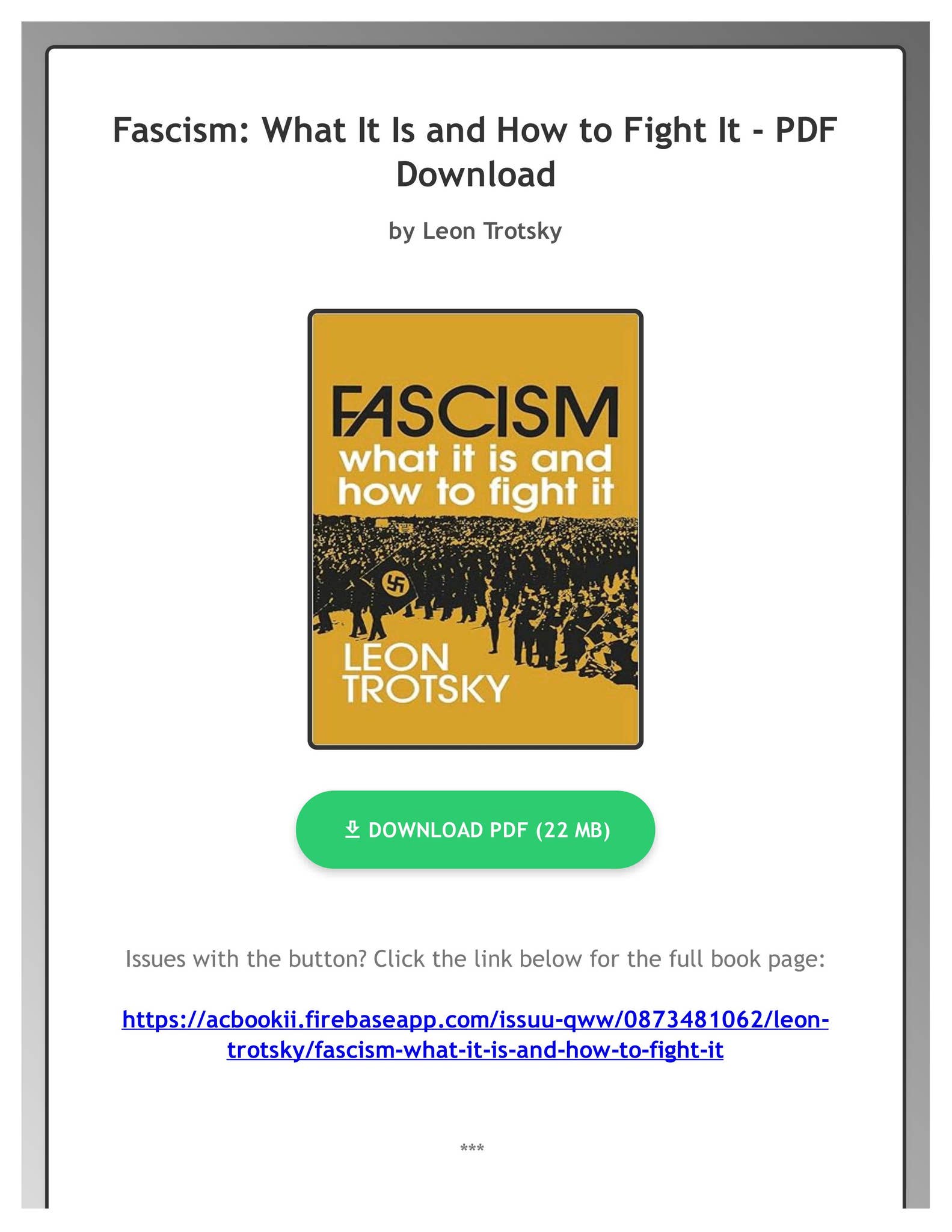 EBOOK Fascism: What It Is and How to Fight It by Leon Trotsky by ...