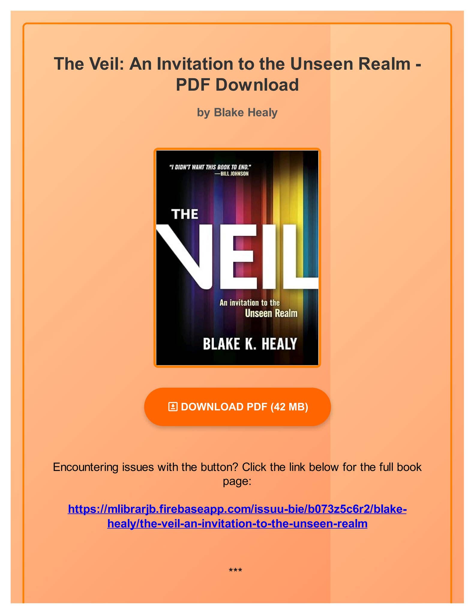 Free PDF The Veil: An Invitation to the Unseen Realm by Blake Healy by ...
