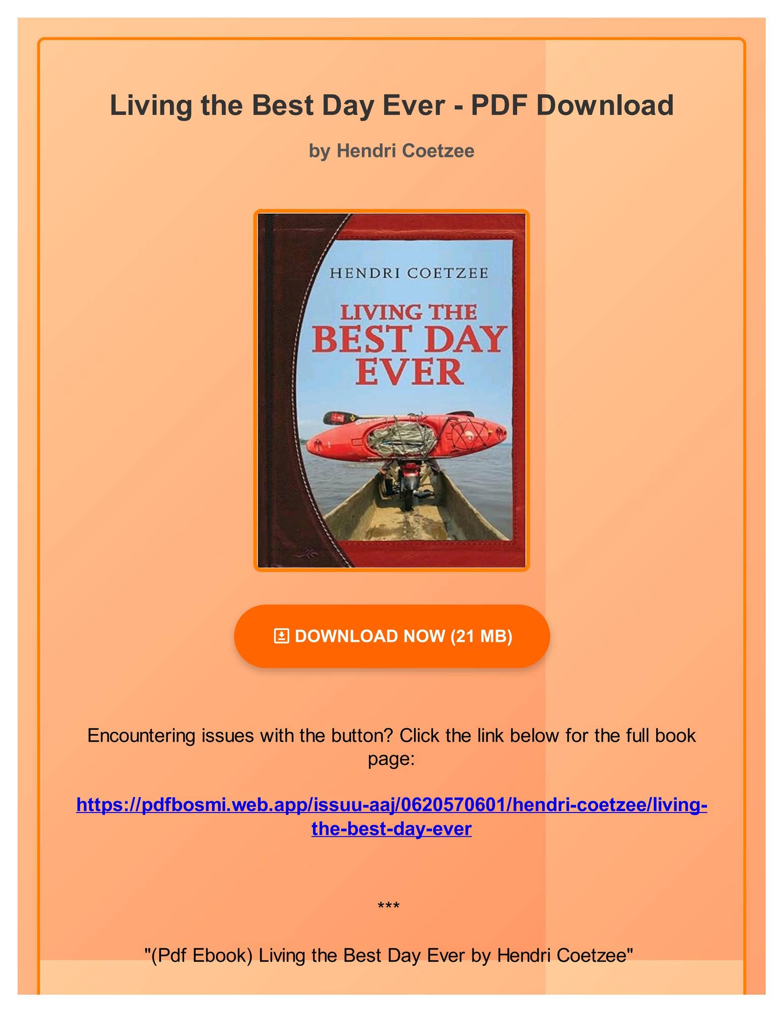 (Pdf Ebook) Living the Best Day Ever by Hendri Coetzee by PollyLittelum ...