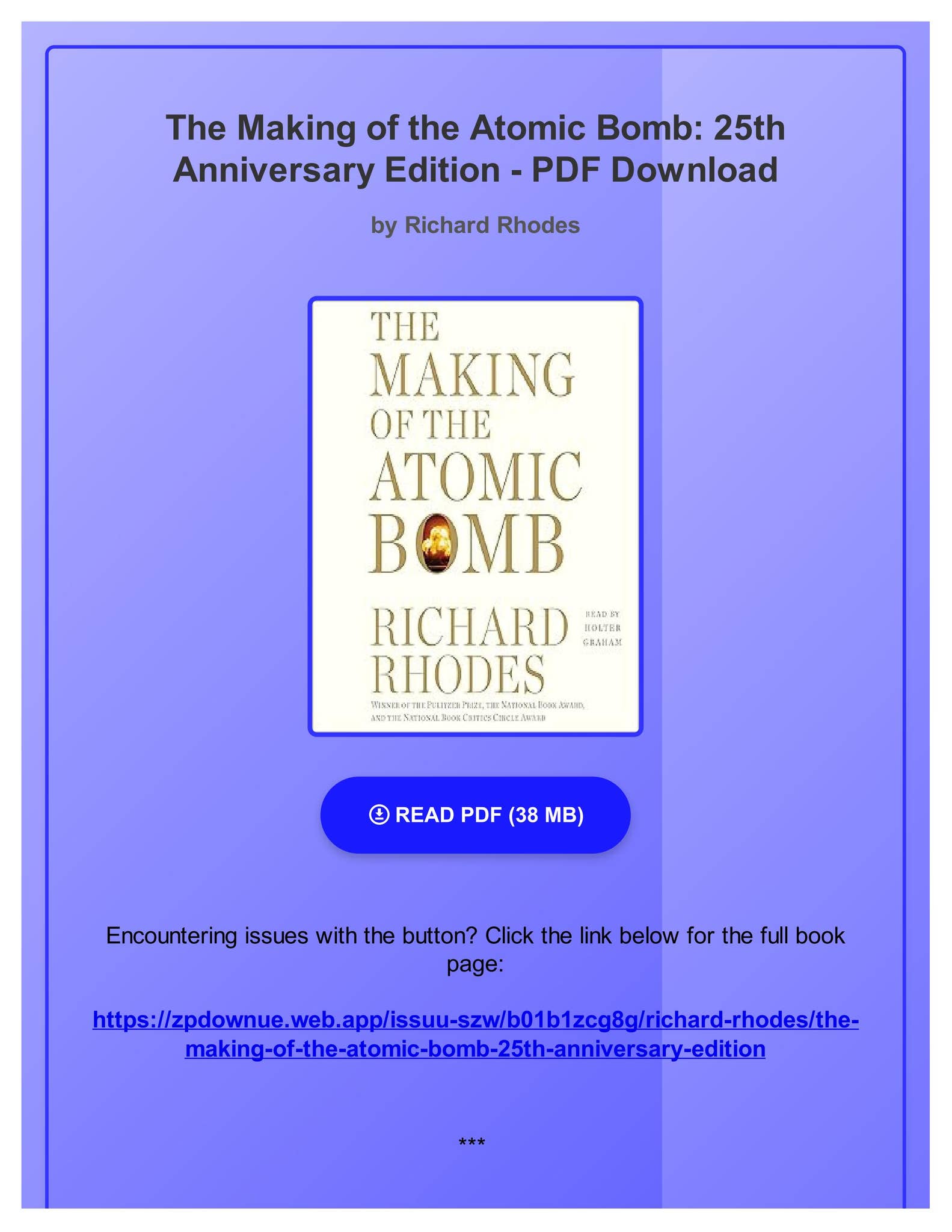 Download The Making of the Atomic Bomb: 25th Anniversary Edition by ...
