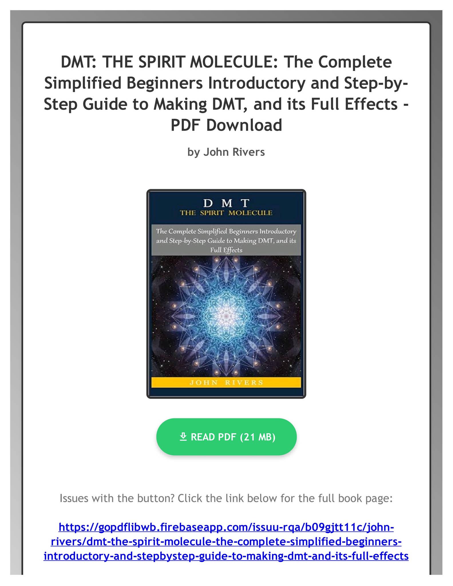 [PDF] DMT: THE SPIRIT MOLECULE: The Complete Simplified Beginners Introductory and Step-by-Step ...