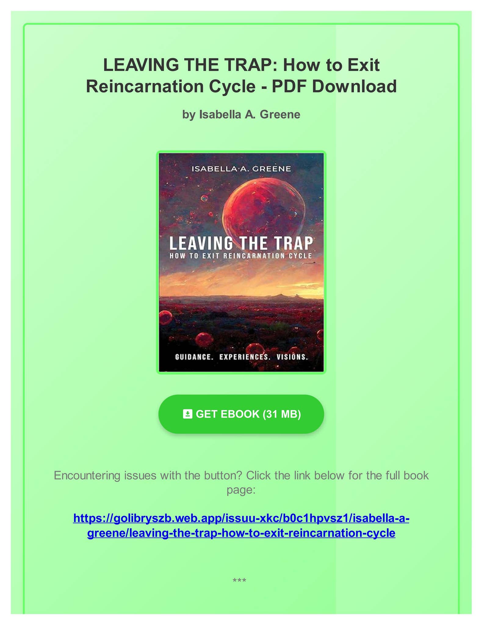 (EBOOK) LEAVING THE TRAP: How to Exit Reincarnation Cycle by Isabella A ...