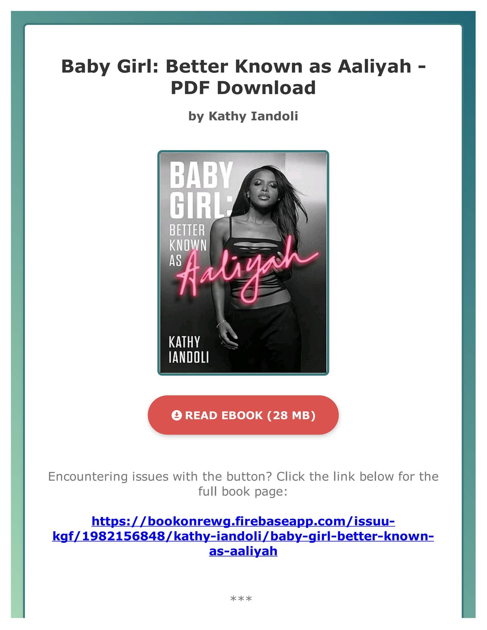 EBOOK Baby Girl: Better Known as Aaliyah by Kathy Iandoli by ...