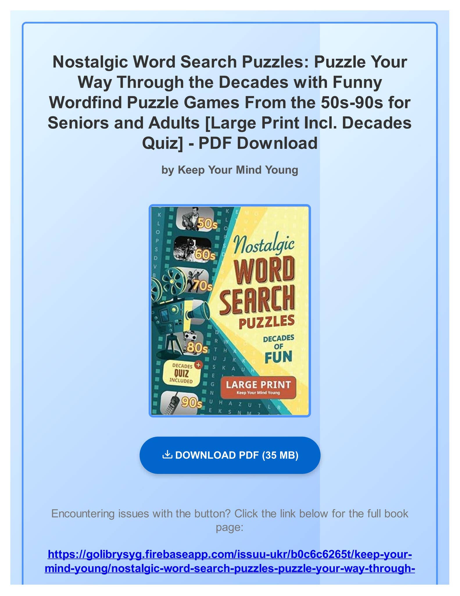 (Ebook Free) Nostalgic Word Search Puzzles: Puzzle Your Way Through the ...