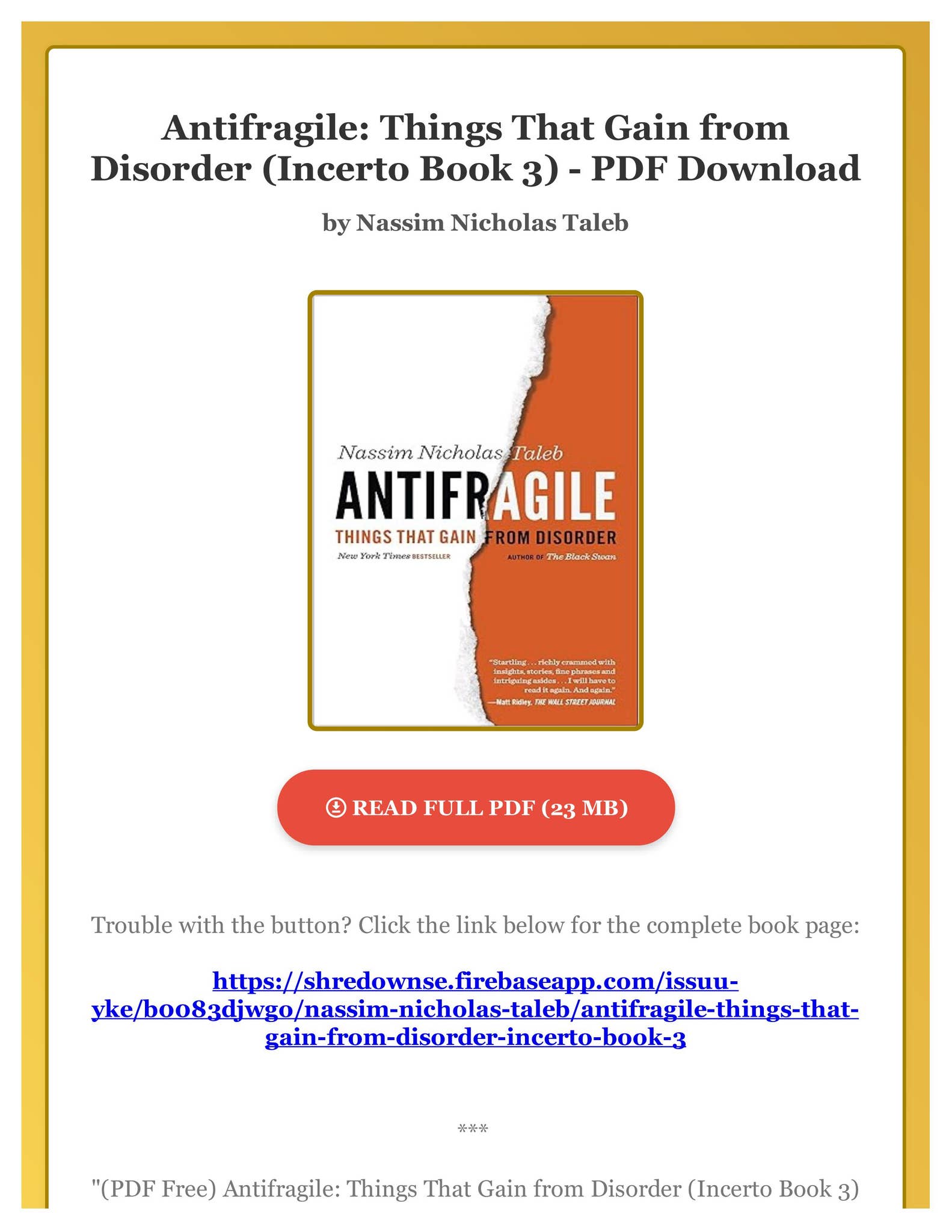 (PDF Free) Antifragile: Things That Gain from Disorder (Incerto Book 3 ...
