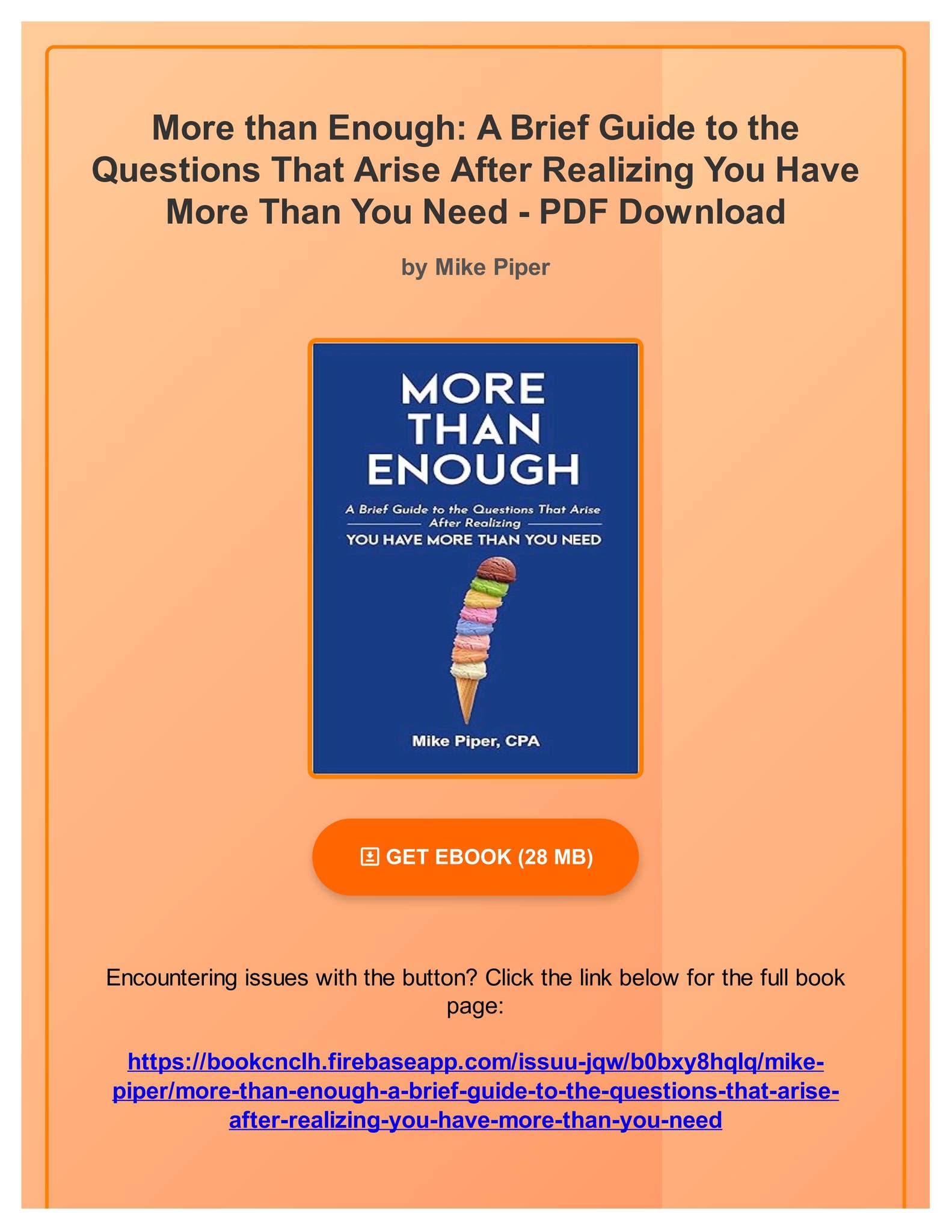 Ebook More than Enough: A Brief Guide to the Questions That Arise After ...
