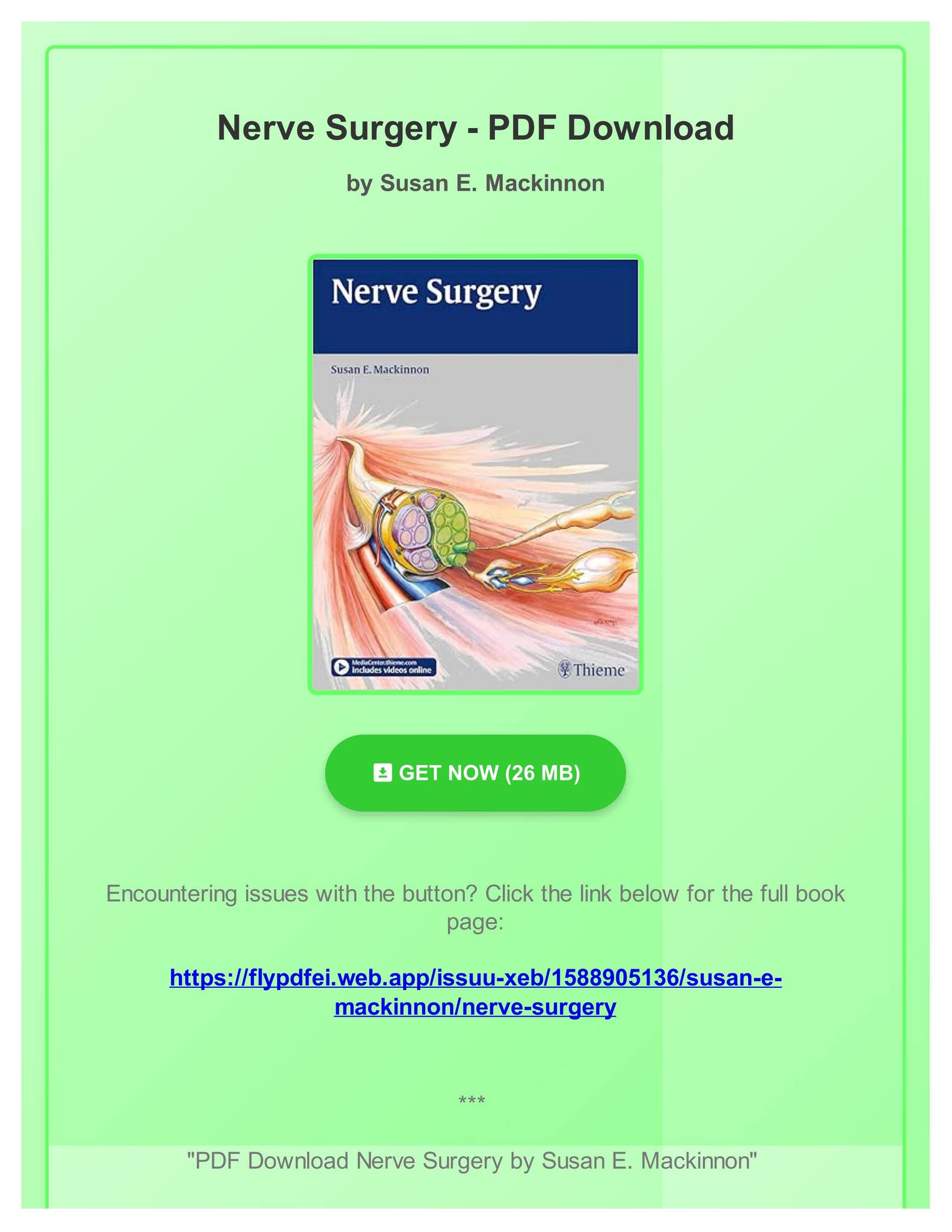 PDF Download Nerve Surgery by Susan E. Mackinnon by ArleneGoldnertw - Issuu