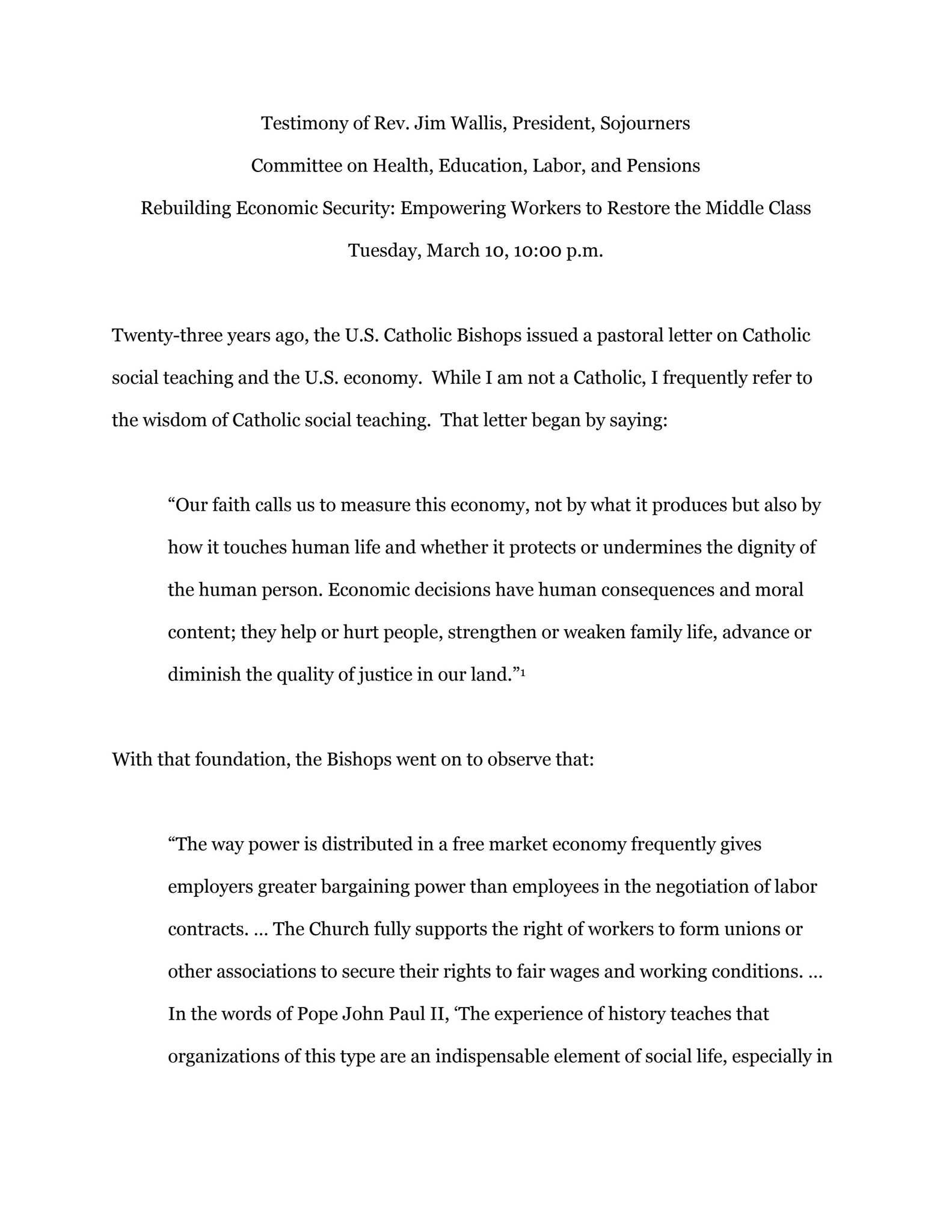 Testimony of Rev. Jim Wallis, President, Sojourners by demandside - Issuu