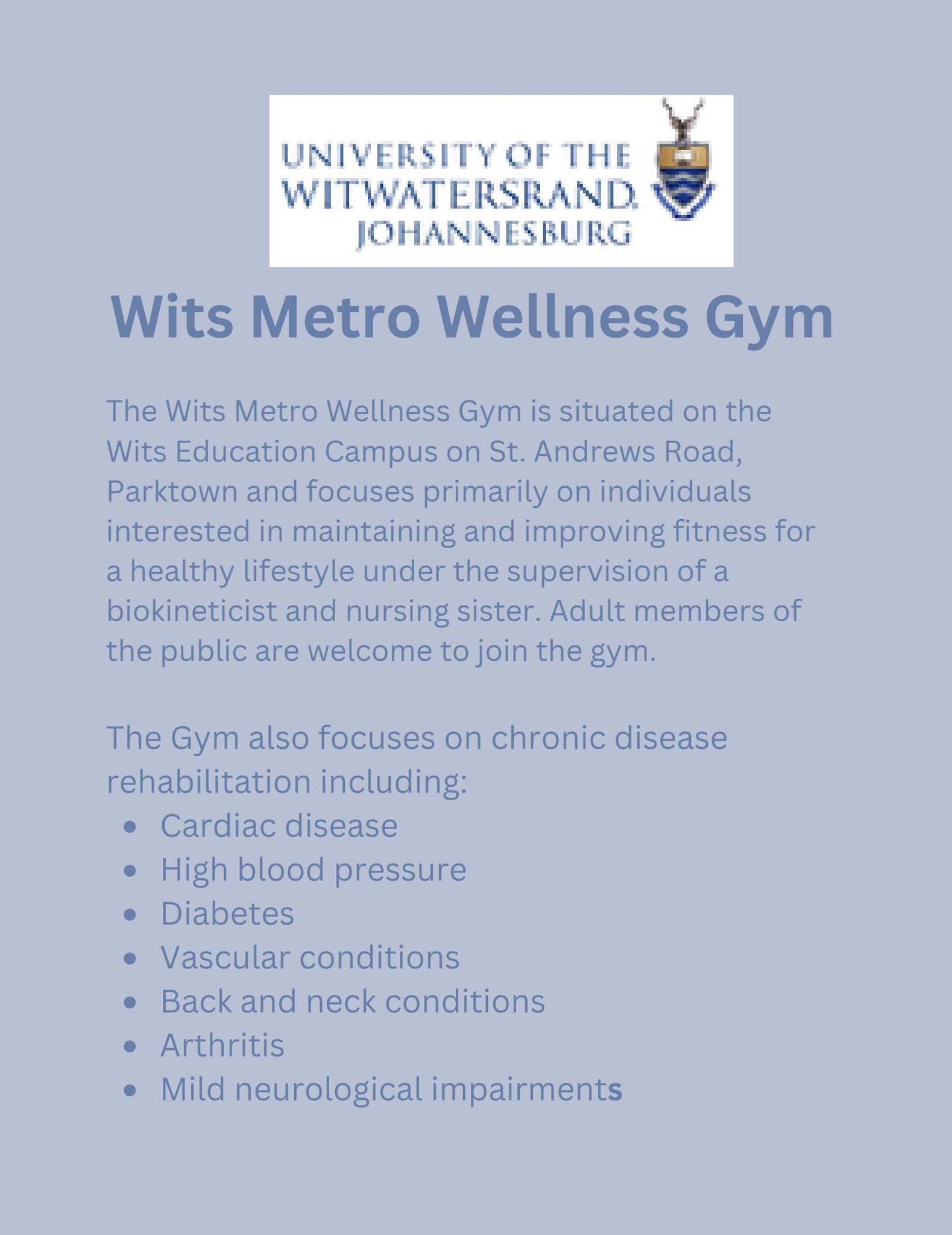 Wits Metro Wellness Gym by Amahlubi Solutions - Issuu