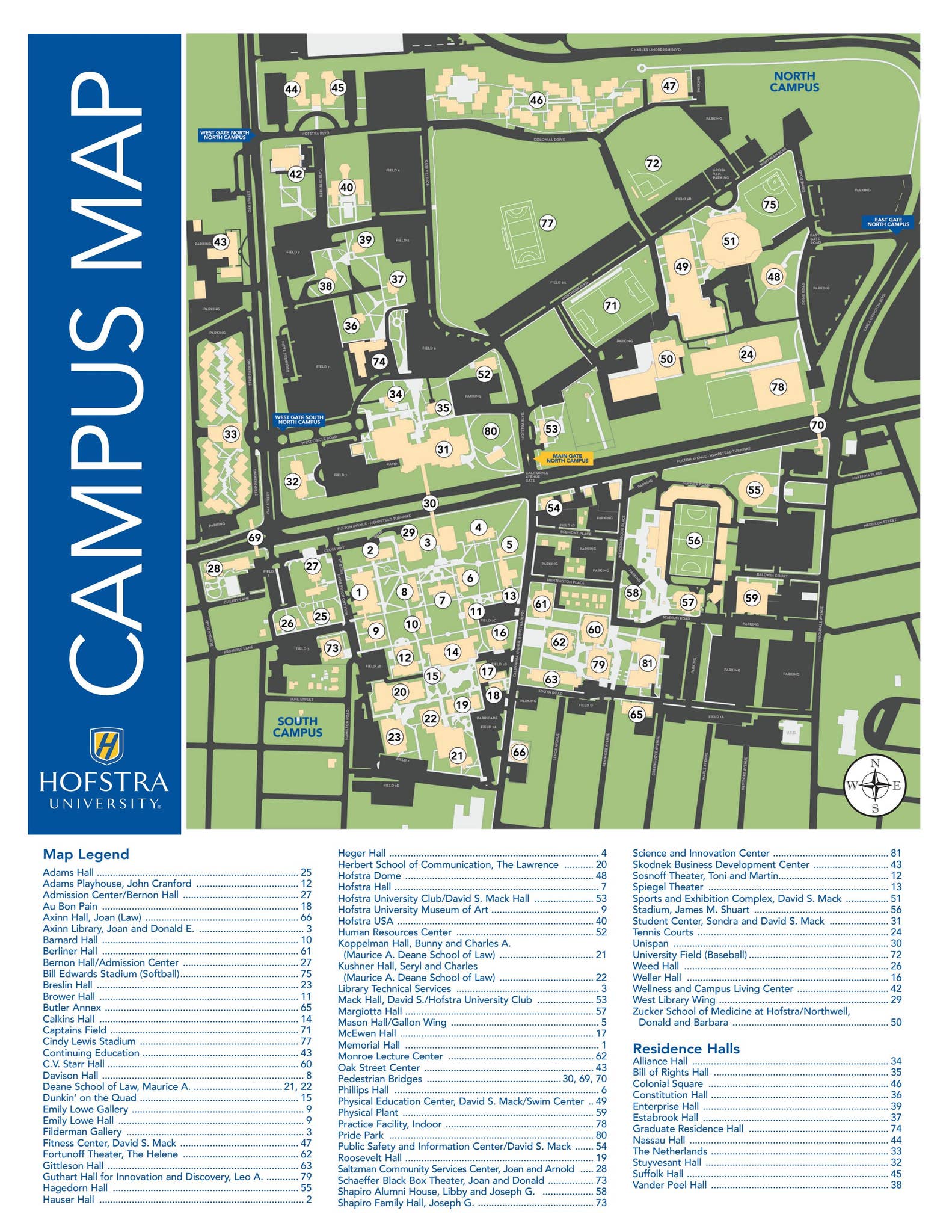 Hofstra University Campus Map with Legend by Hofstra University - Issuu