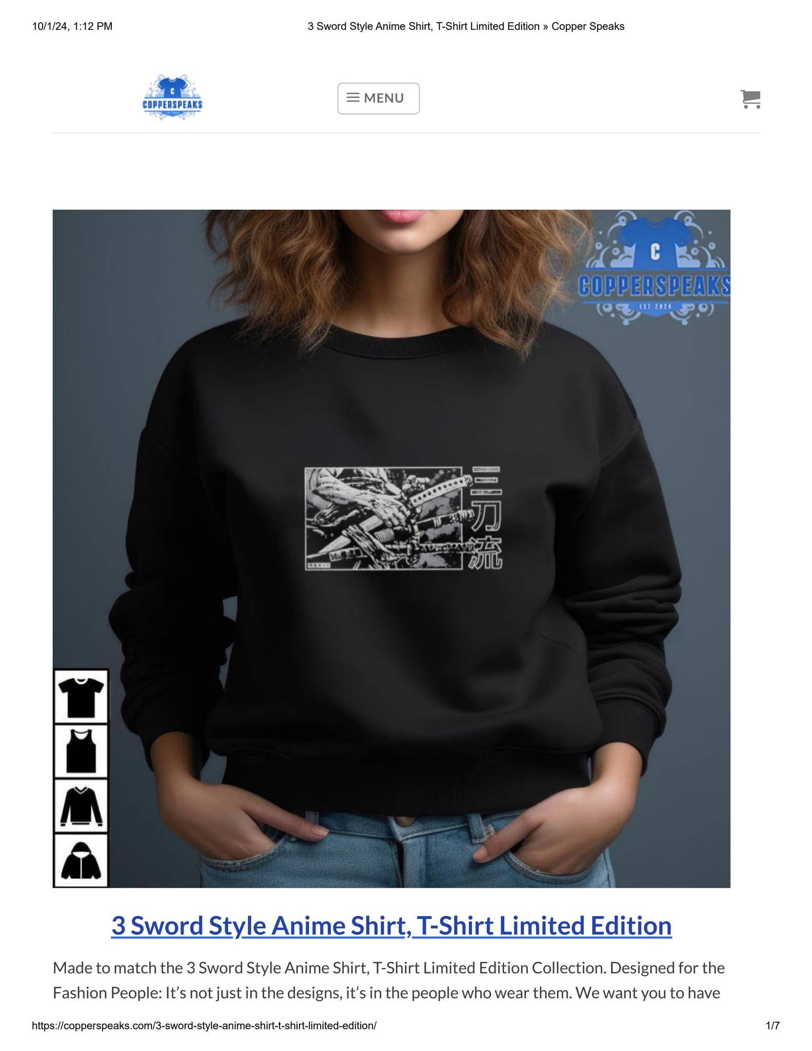 3 Sword Style Anime Shirt, T-Shirt Limited Edition » Copper Speaks.pdf ...