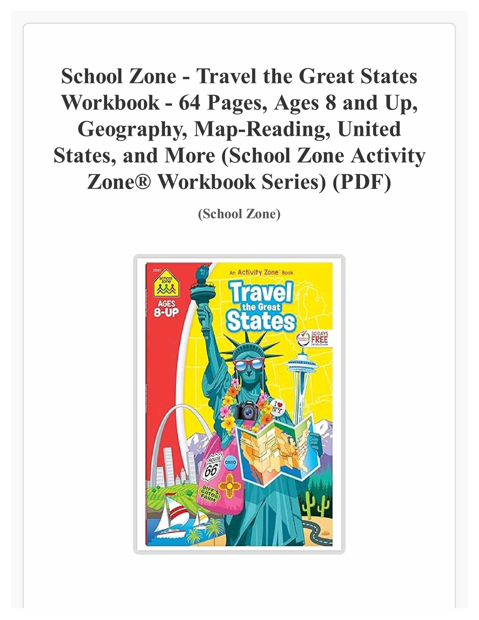 (PDF) eBOOK School Zone - Travel the Great States Workbook - 64 Pages ...