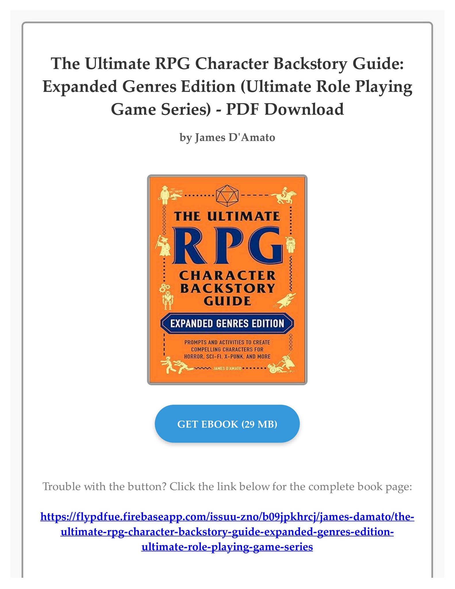 DOWNLOAD The Ultimate RPG Character Backstory Guide: Expanded Genres ...