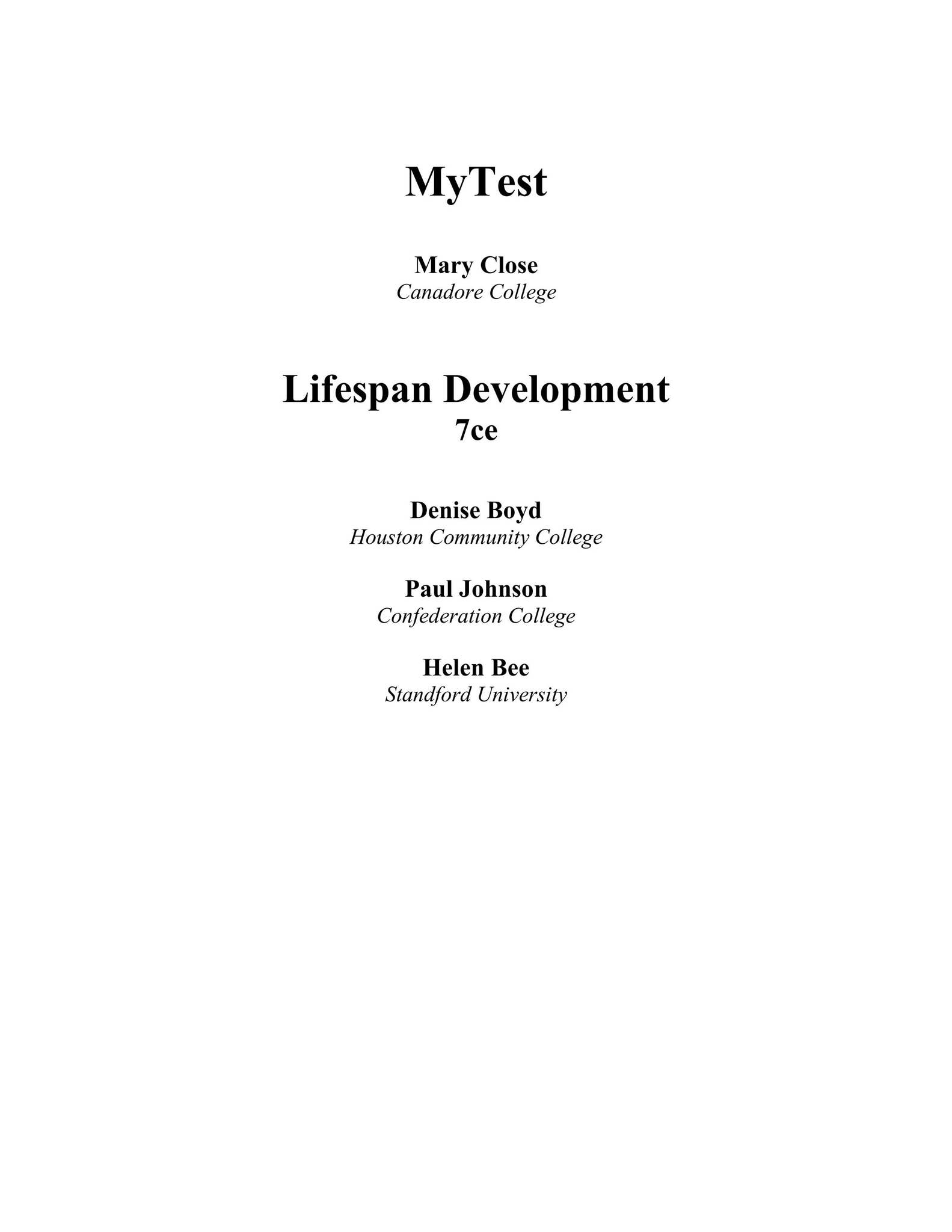 Lifespan Development, Canadian Edition, 7th edition Denise Boyd Test ...