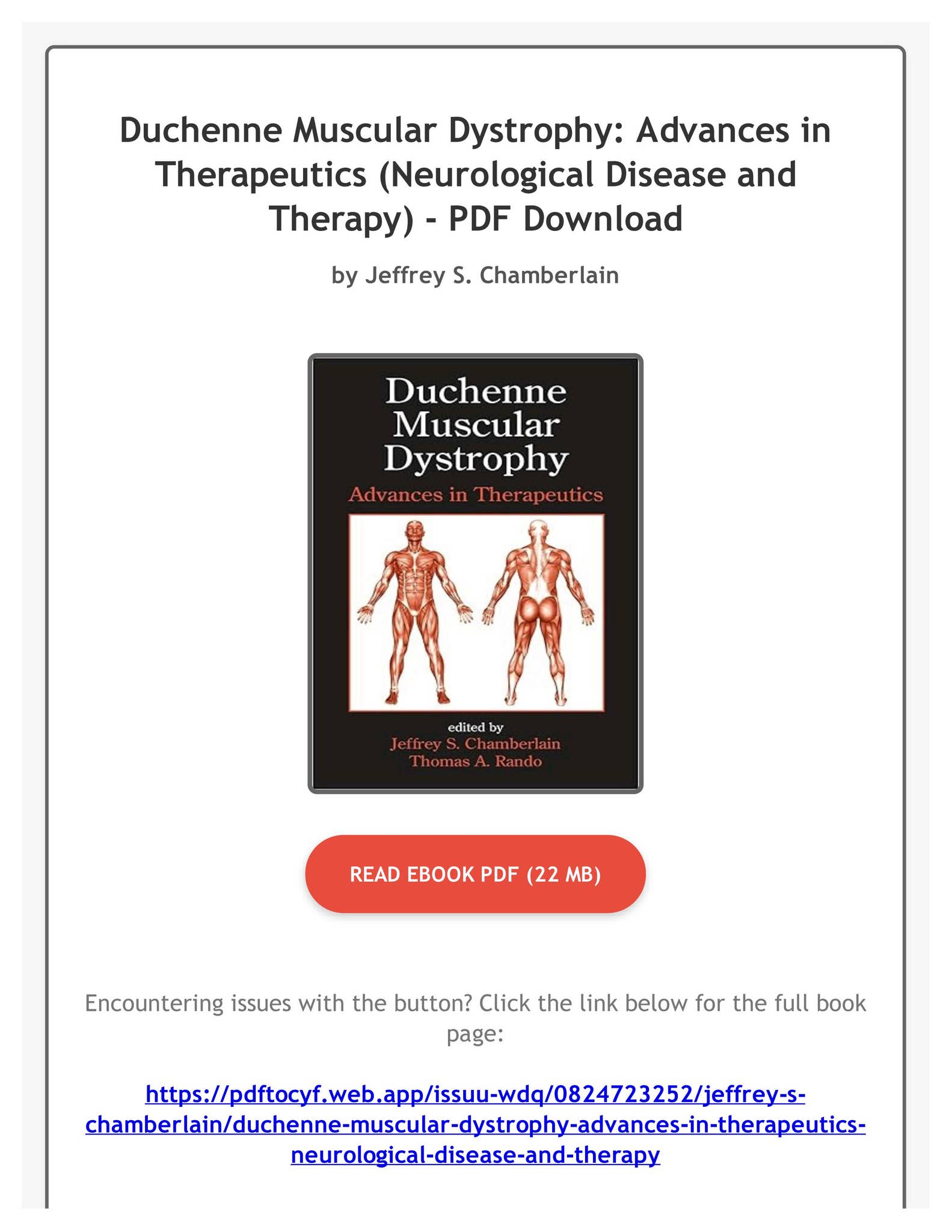 PDF Duchenne Muscular Dystrophy: Advances in Therapeutics (Neurological ...
