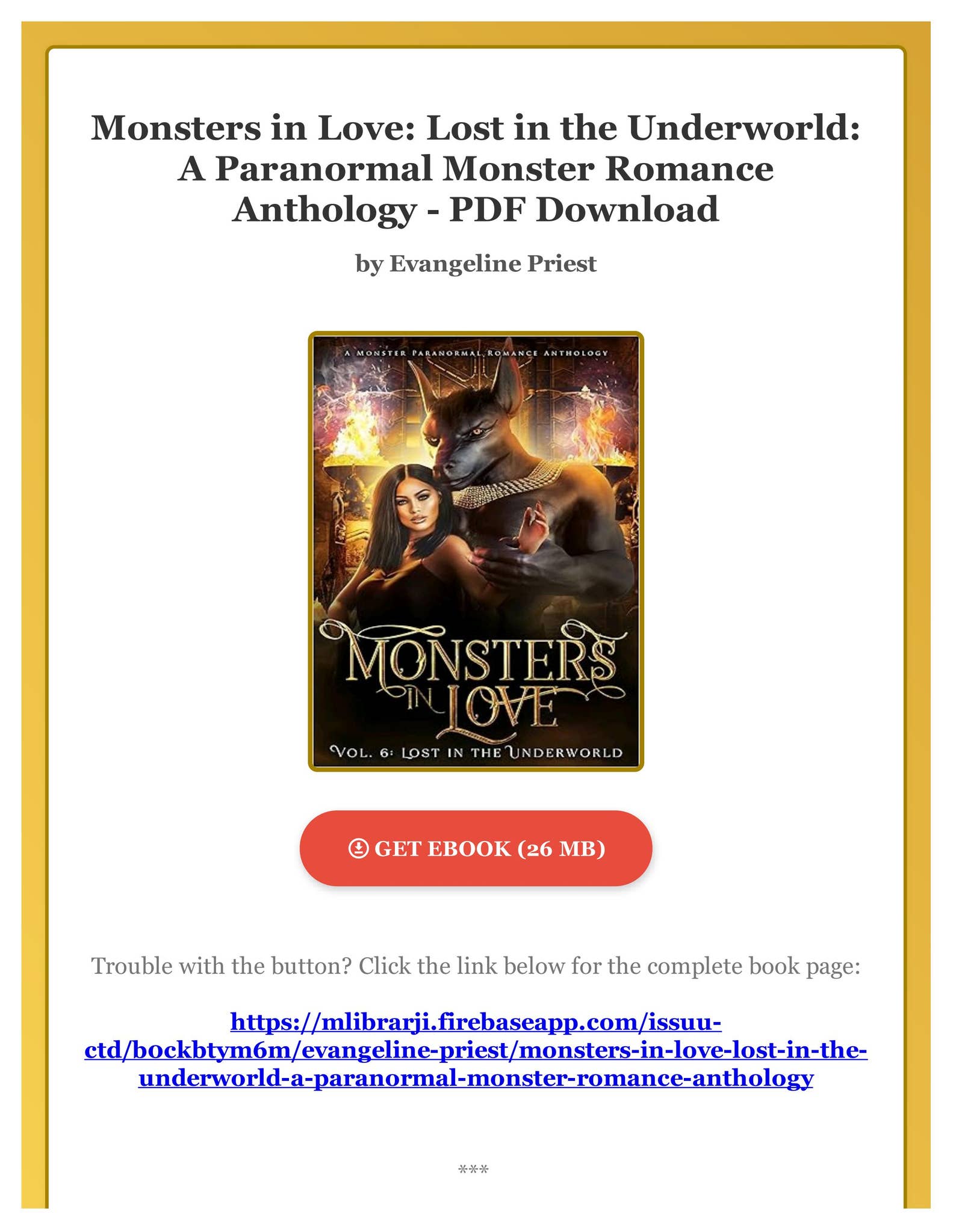 (PDF Ebook) Monsters in Love: Lost in the Underworld: A Paranormal ...
