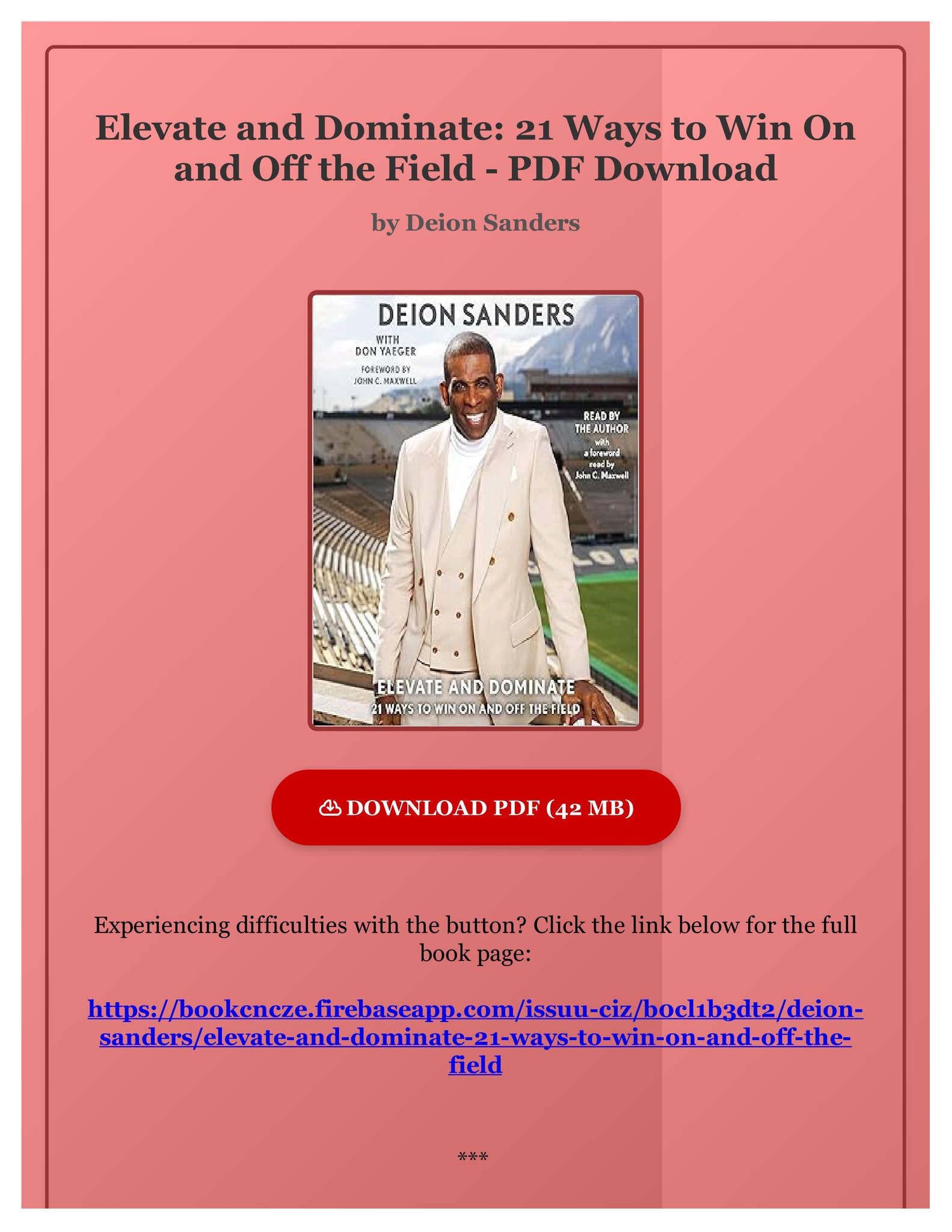 PDF Elevate and Dominate: 21 Ways to Win On and Off the Field by Deion ...