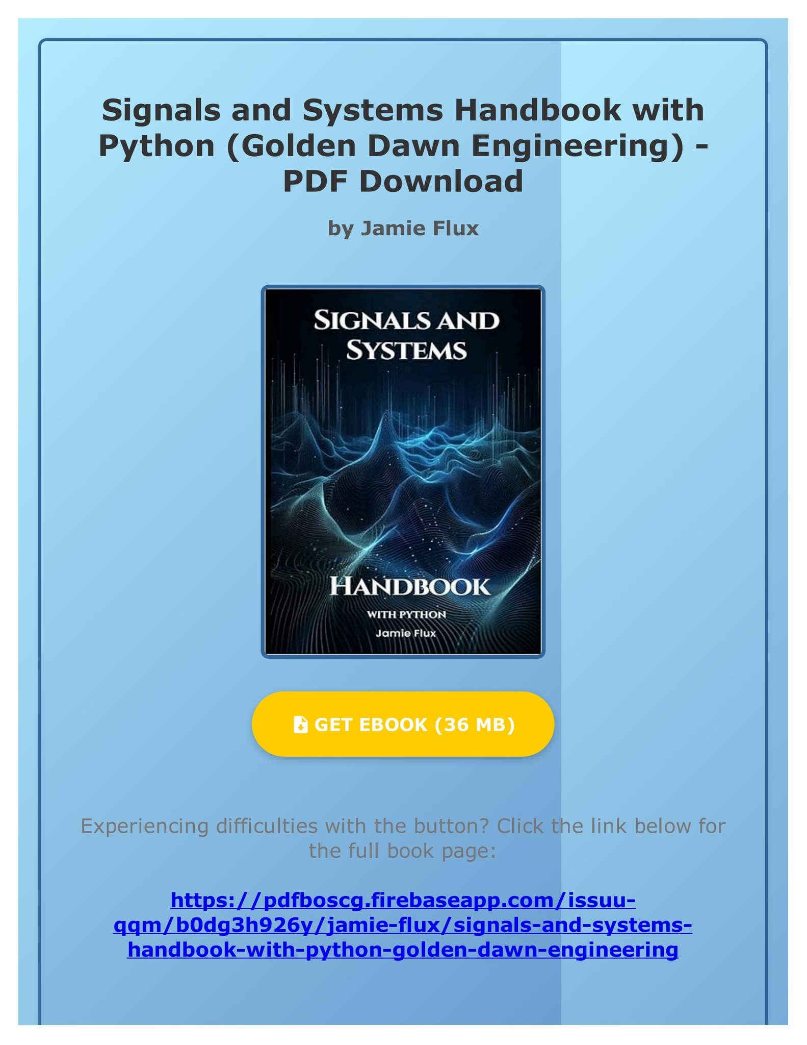Pdf Free Signals and Systems Handbook with Python (Golden Dawn Engineering) by Jamie Flux by ...
