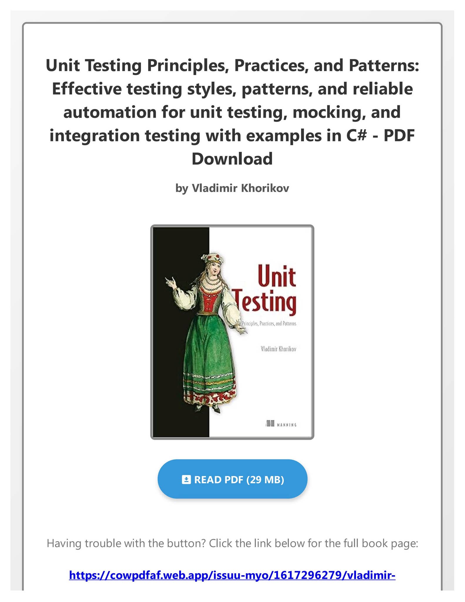 (PDF) eBOOK Unit Testing Principles, Practices, and Patterns: Effective ... (PDF) eBOOK Unit Testing Principles, Practices, and Patterns: Effective ...