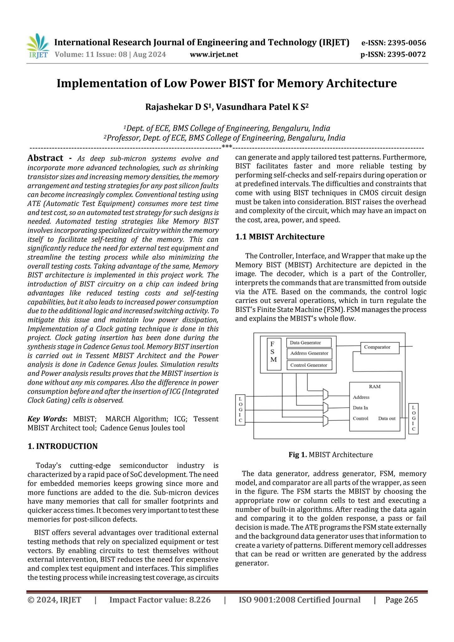 Implementation of Low Power BIST for Memory Architecture by IRJET Journal - Issuu