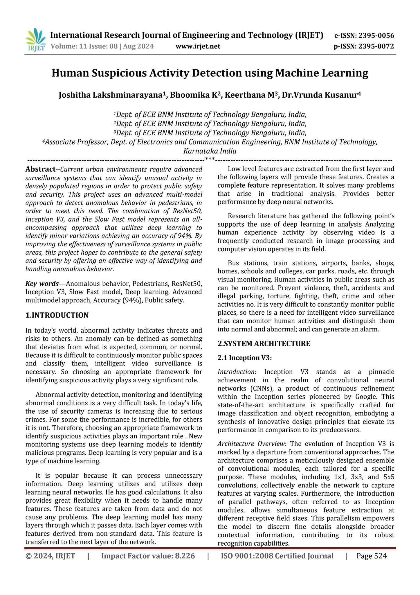 Human Suspicious Activity Detection using Machine Learning by IRJET ...