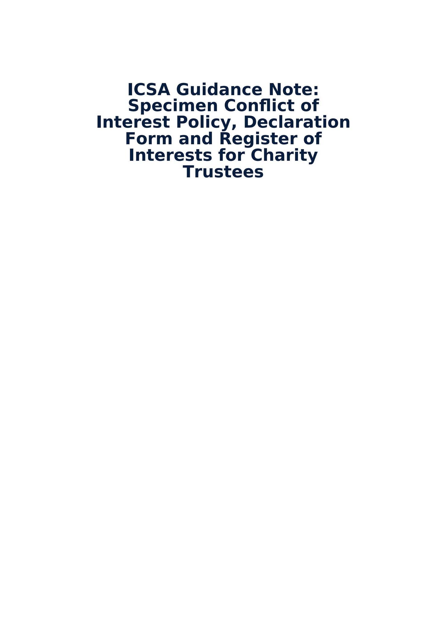 Specimen Conflict of Interest Policy, Declaration Form and Register of ...