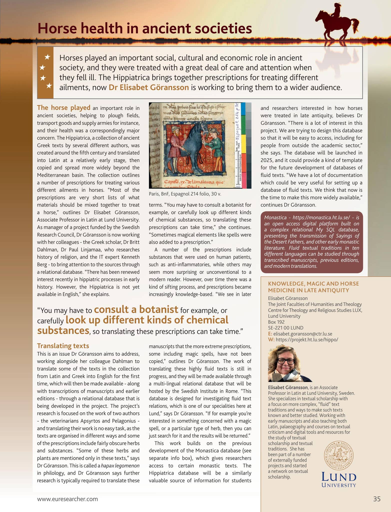 Knowledge, Magic and Horse Medicine in Late Antiquity by EU Research ...