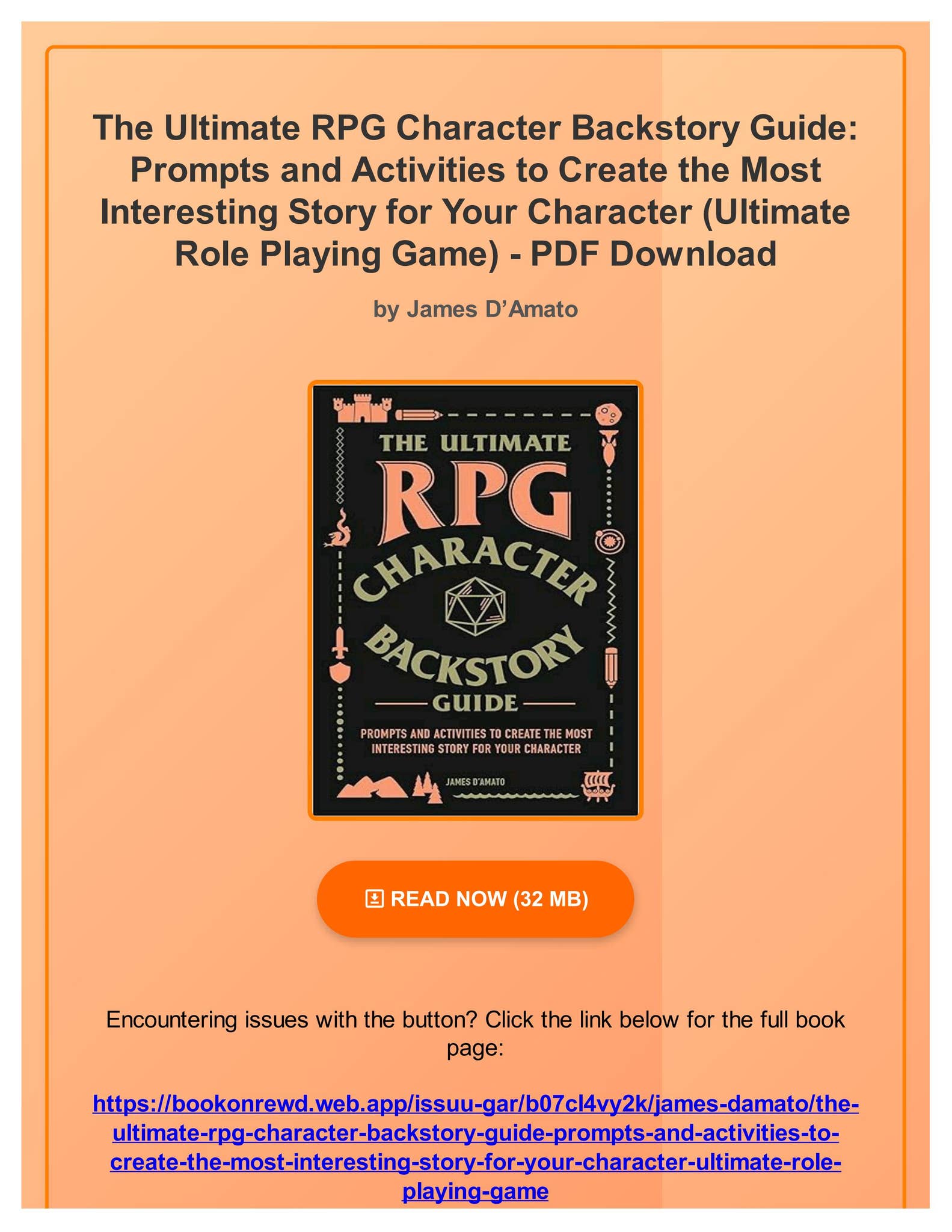(PDF Free) The Ultimate RPG Character Backstory Guide: Prompts and Activities to Create the Most ...