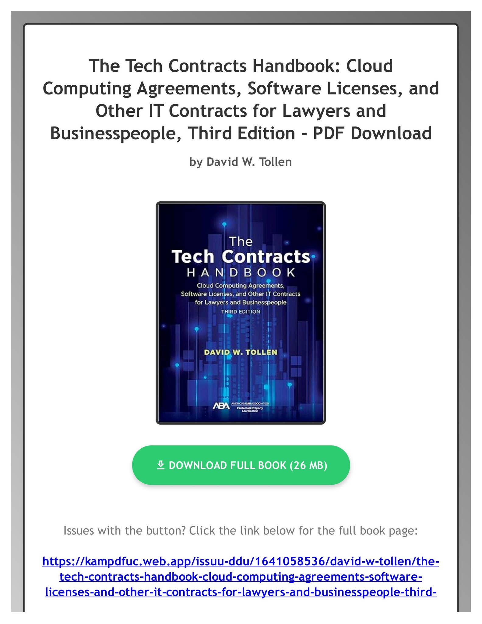 PDF Free The Tech Contracts Handbook: Cloud Computing Agreements ...