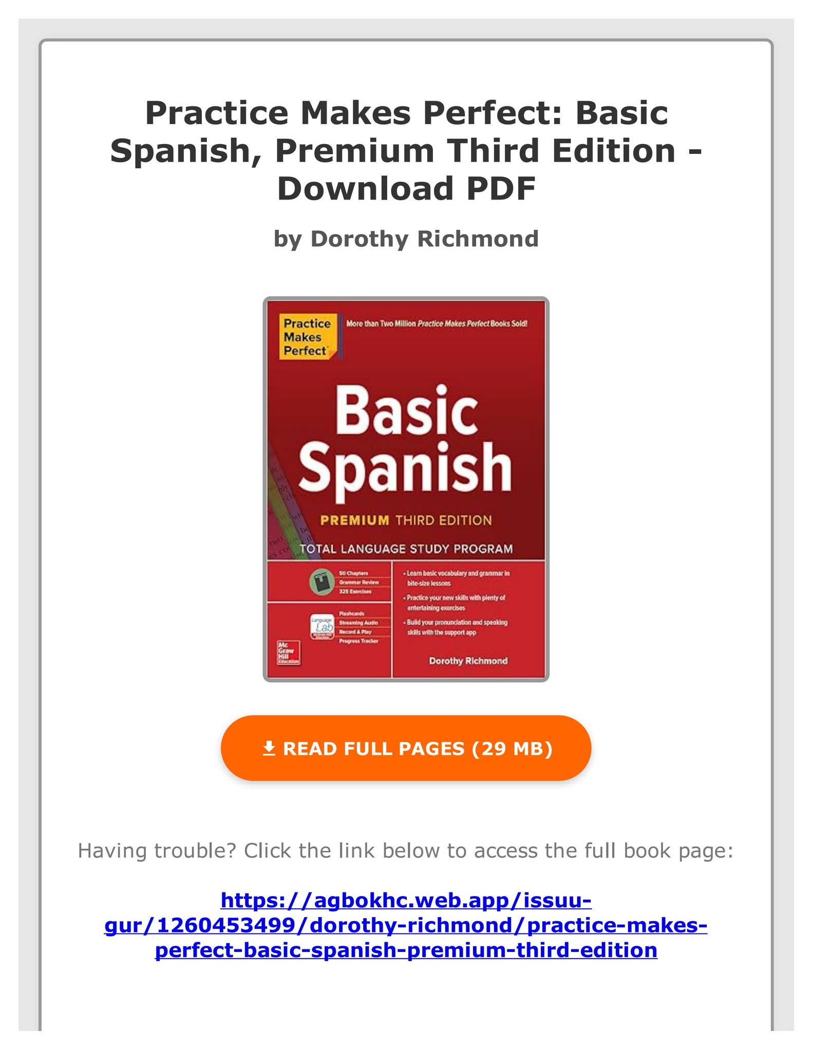 DOWNLOAD Practice Makes Perfect: Basic Spanish, Premium Third Edition by Dorothy Richmond by ...