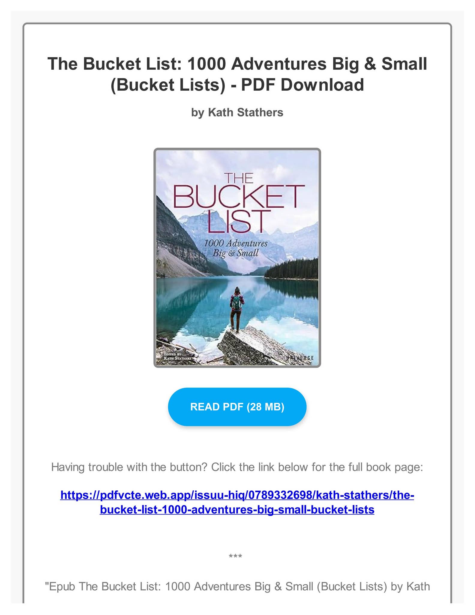 Epub The Bucket List: 1000 Adventures Big & Small (Bucket Lists) by ...