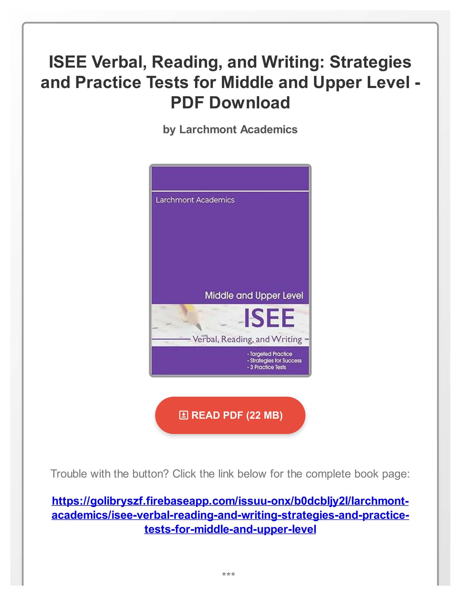 (PDF) Free ISEE Verbal, Reading, and Writing: Strategies and Practice ...
