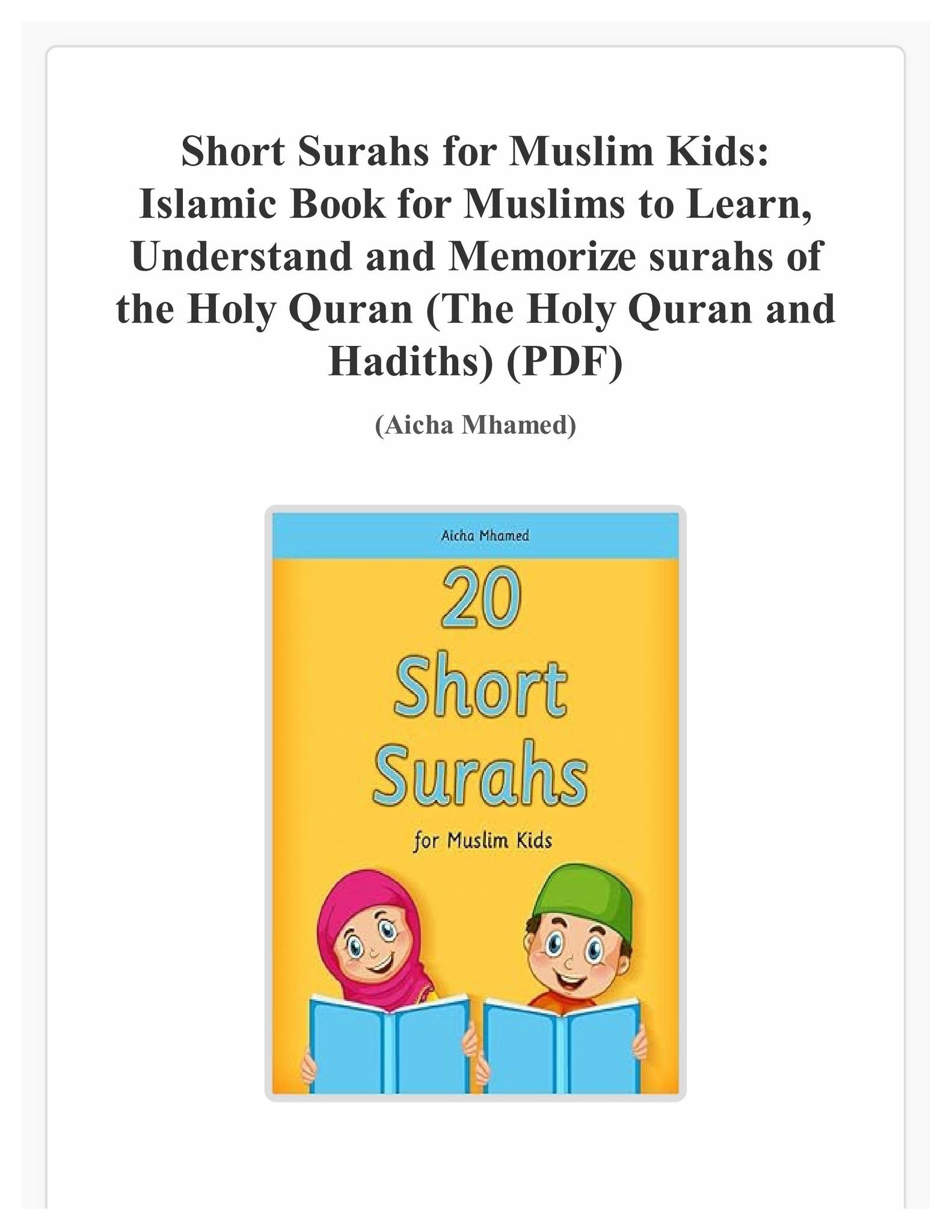 (PDF) Short Surahs for Muslim Kids: Islamic Book for Muslims to Learn ...