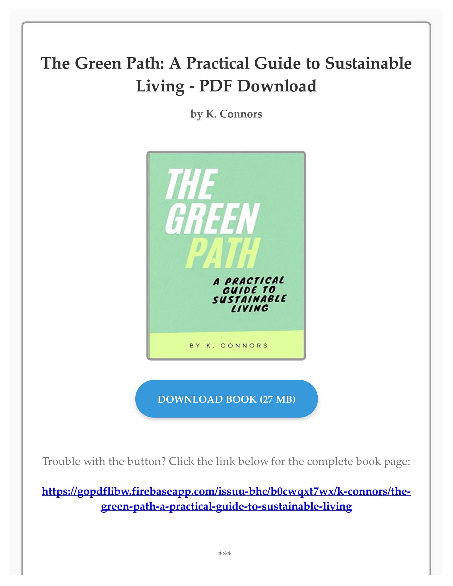 PDF The Green Path: A Practical Guide to Sustainable Living by K ...
