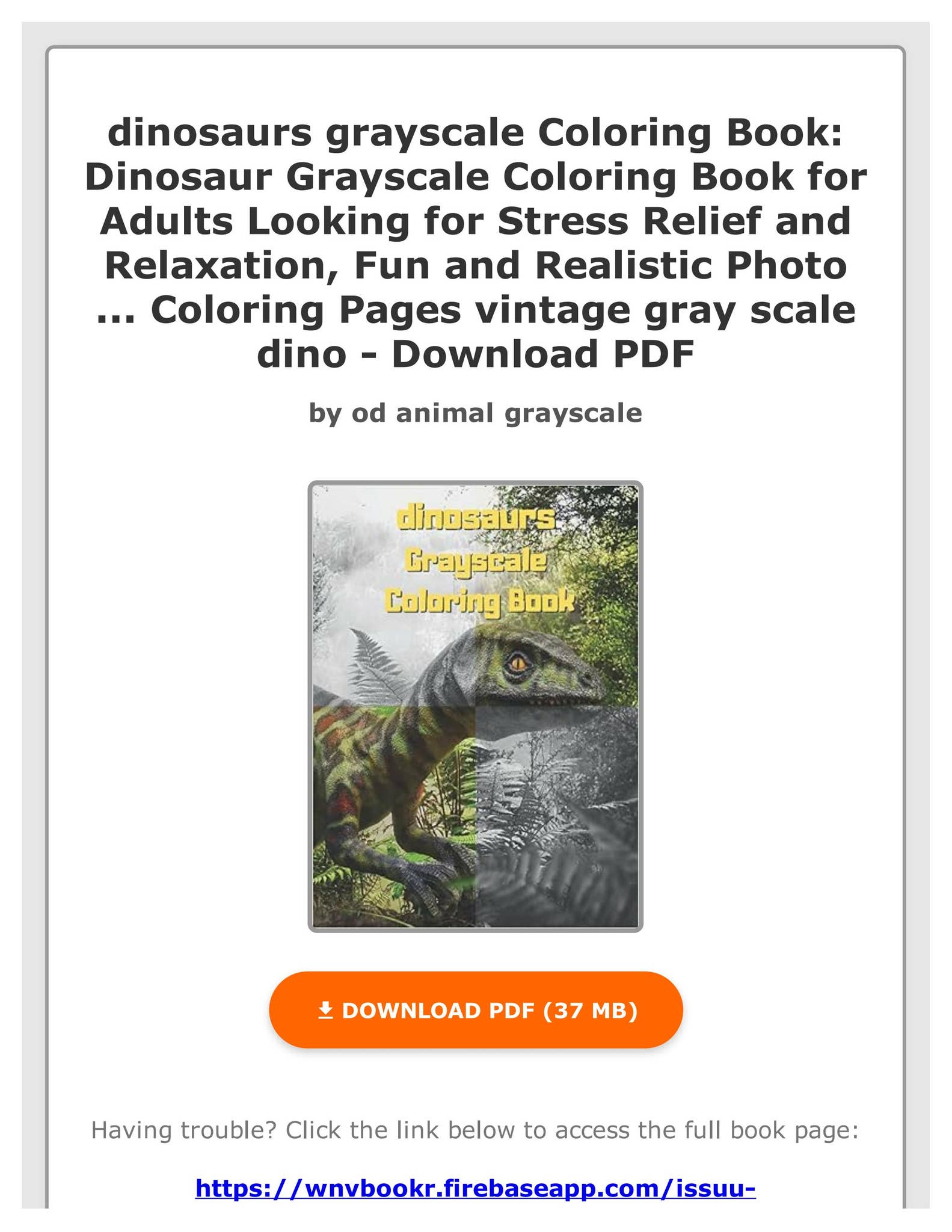 PDF Download dinosaurs grayscale Coloring Book: Dinosaur Grayscale ...