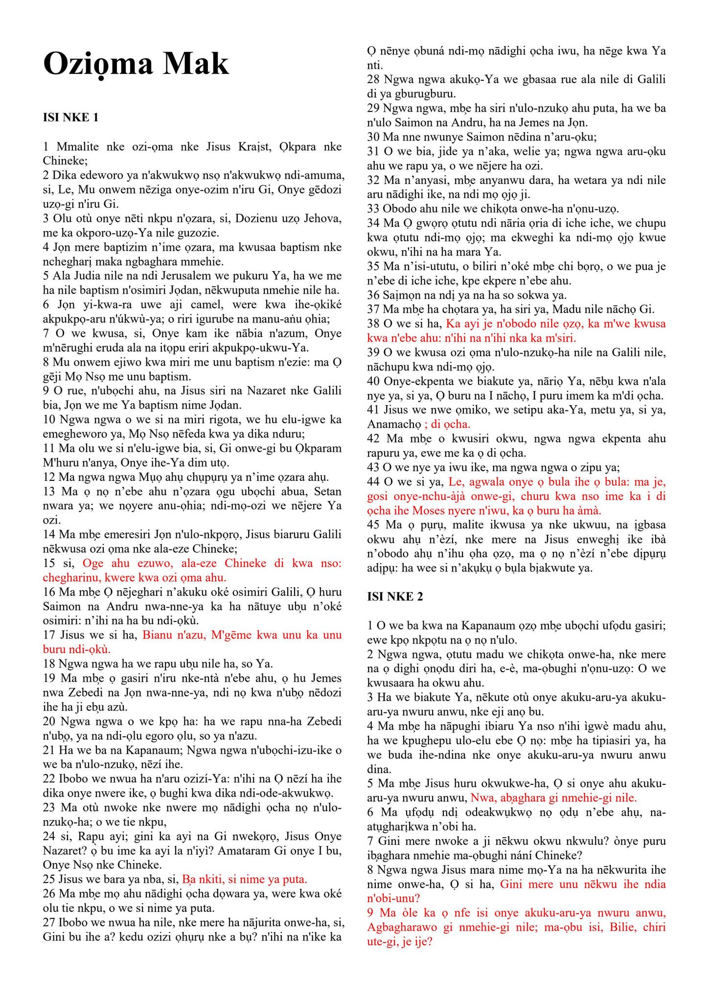 Igbo - The Gospel of Mark by Filipino Tracts and Literature Society Inc ...