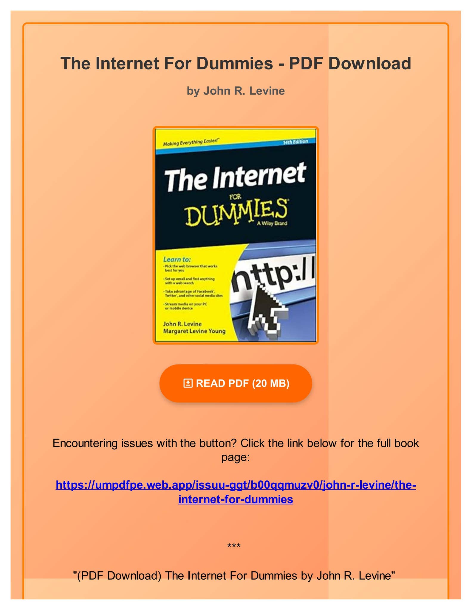 (PDF Download) The Internet For Dummies by John R. Levine by WisokyItf ...