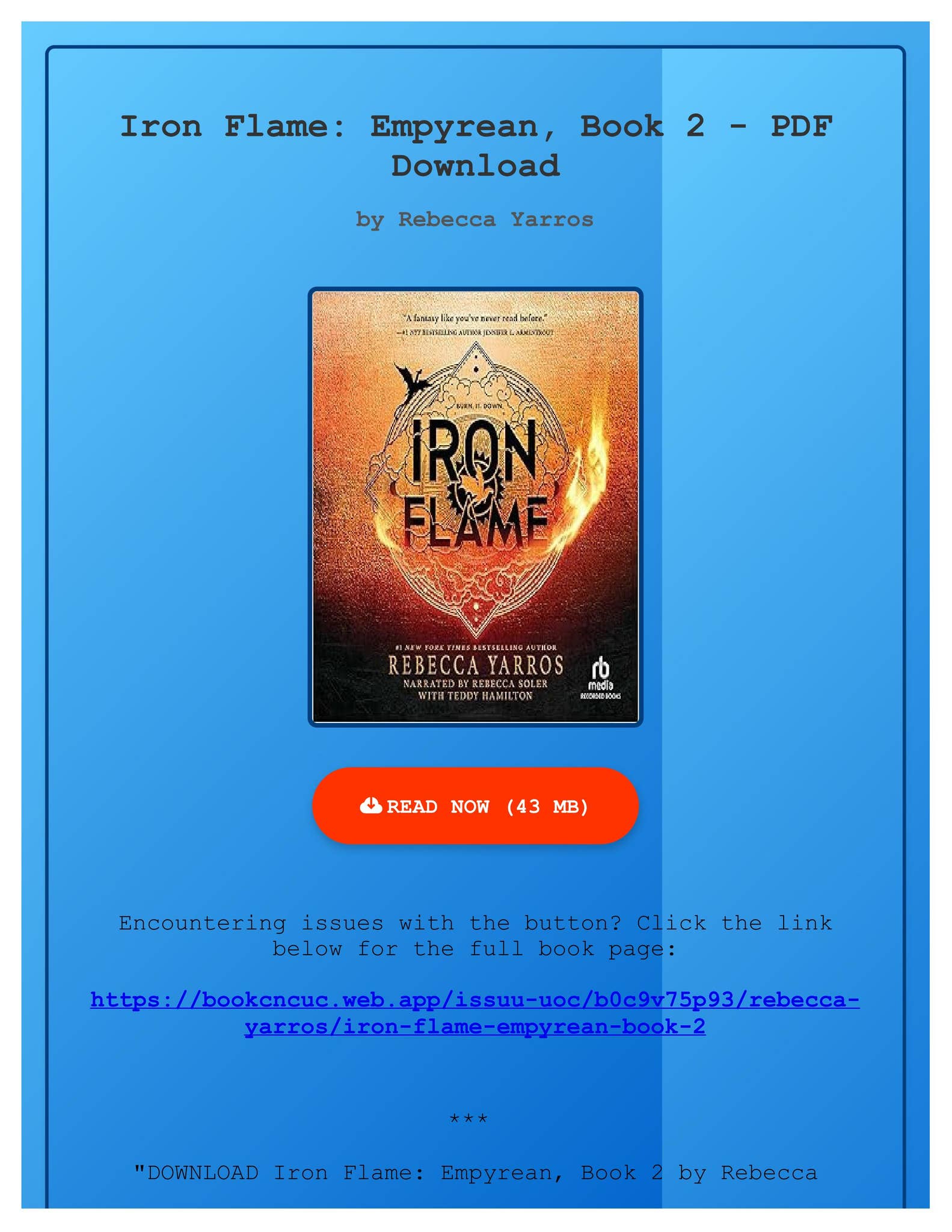 DOWNLOAD Iron Flame: Empyrean, Book 2 by Rebecca Yarros by ...