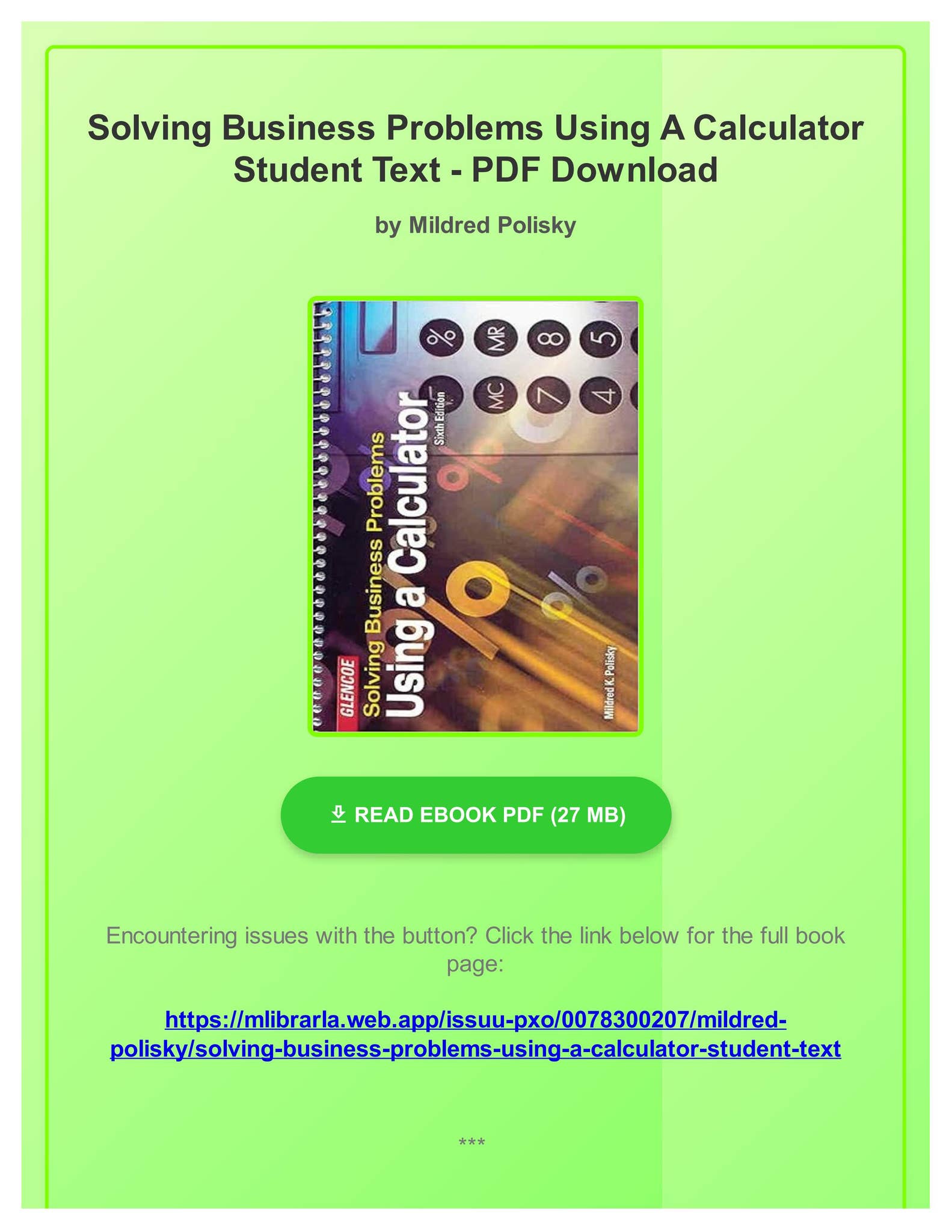 [PDF) Solving Business Problems Using A Calculator Student Text by ...