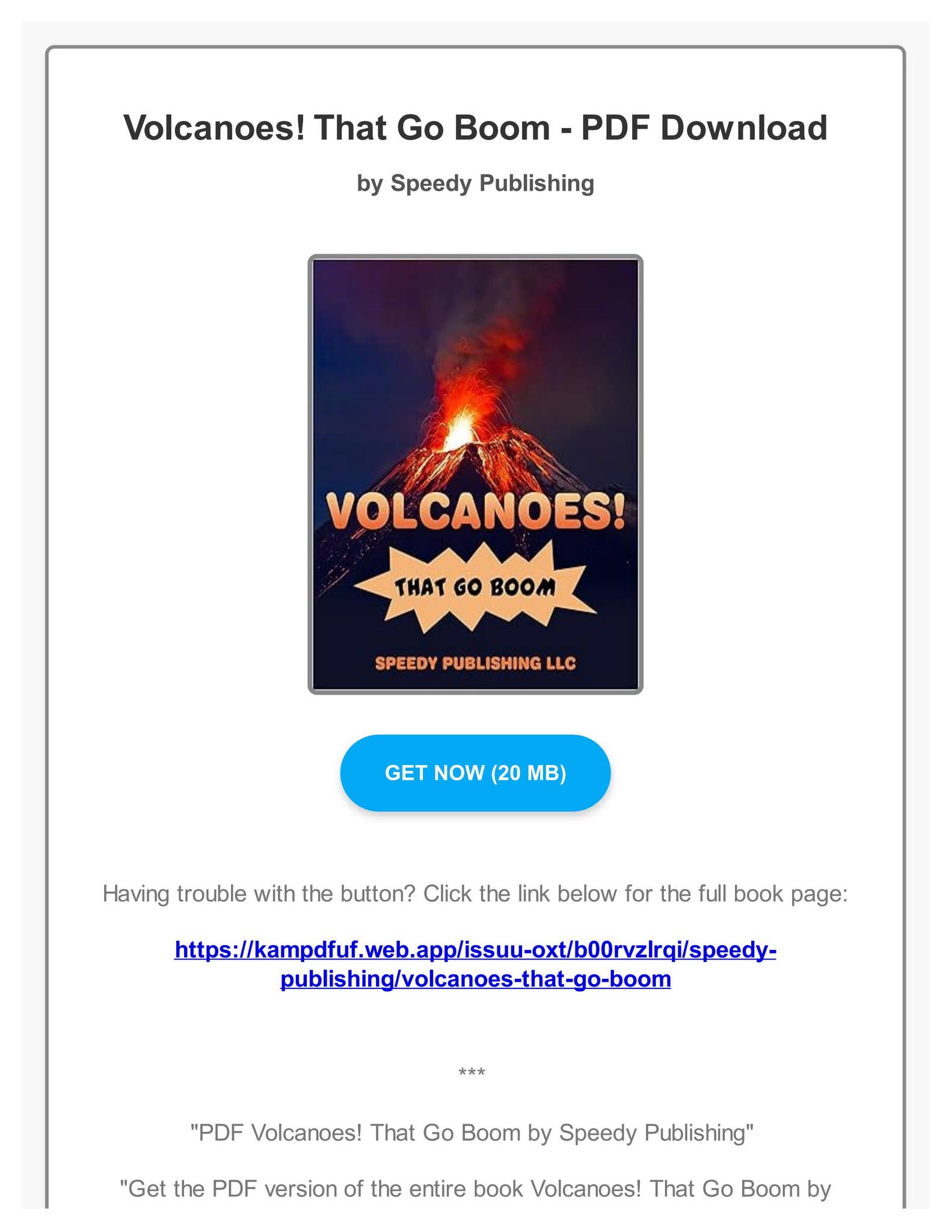 PDF Volcanoes! That Go Boom by Speedy Publishing by LittlePhDpe - Issuu